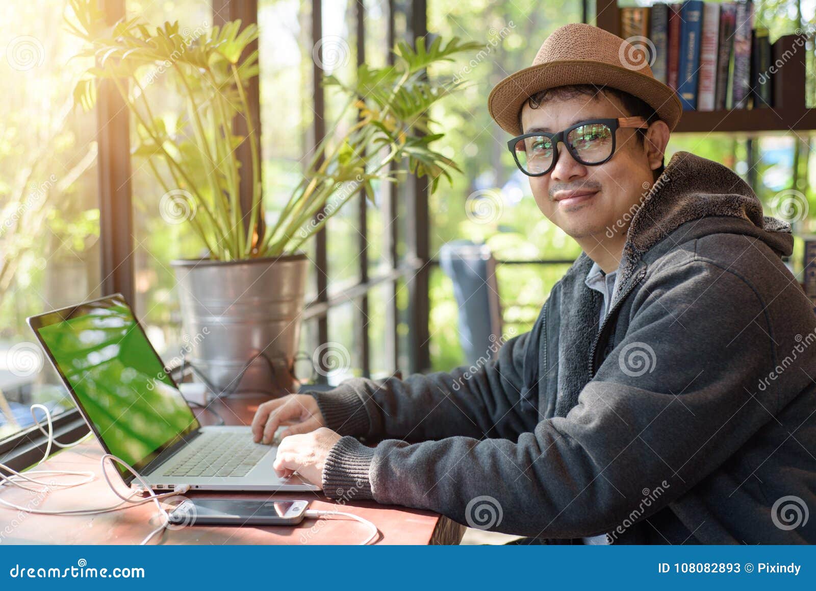 Asian Hacker Using Laptop and Computers in Cafe. Stock Image - Image of ...