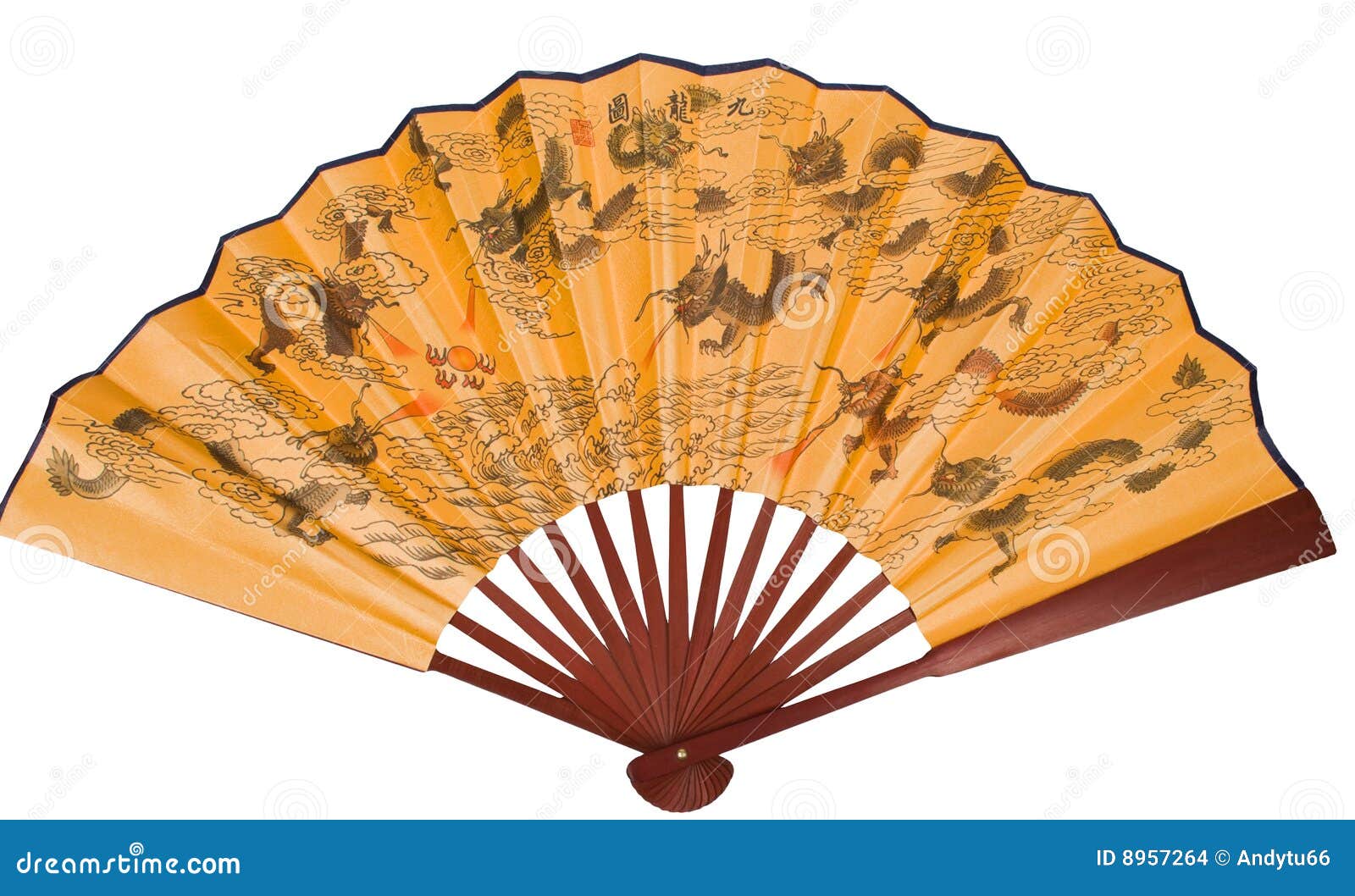 Asian Hand Fan with Dragons Stock Photo - Image of accessory, isolated ...