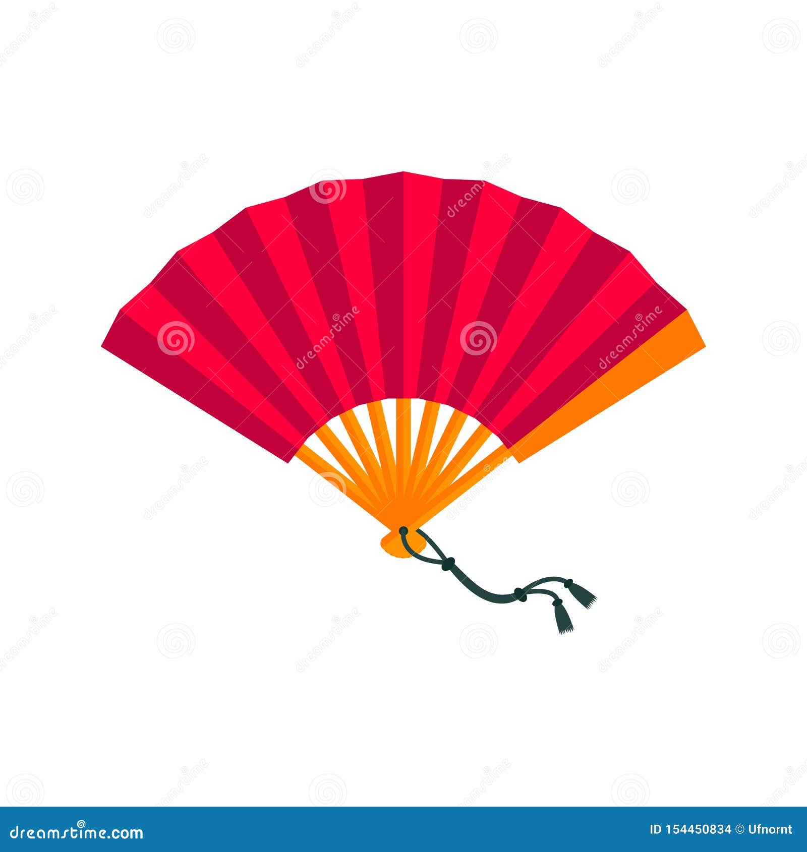 Asian Hand Fan Isolated on White Background Stock Vector - Illustration ...