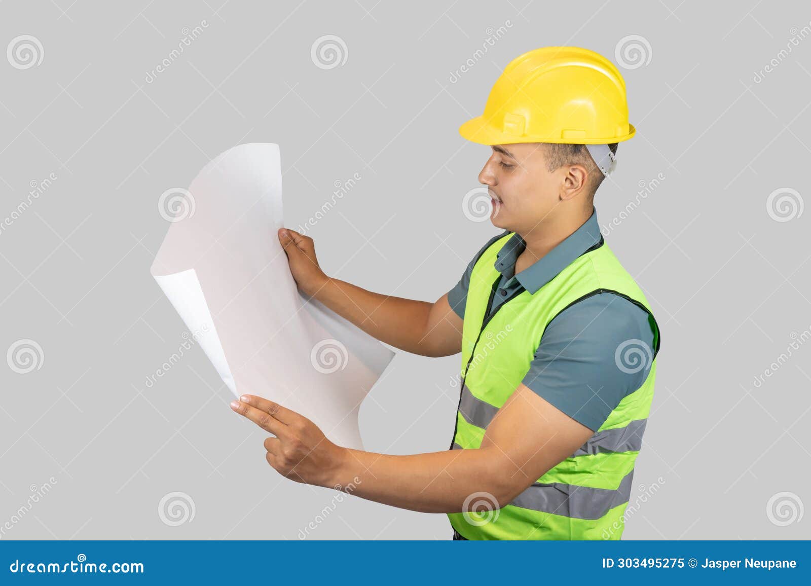 An Asian Happy Construction Worker Engineer Giving Expression Gestures ...