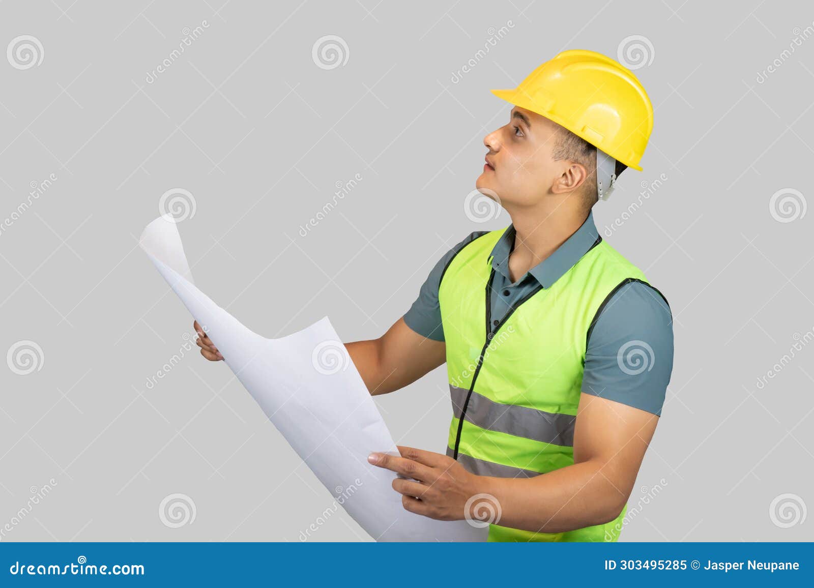 An Asian Happy Construction Worker Engineer Giving Expression Gestures ...