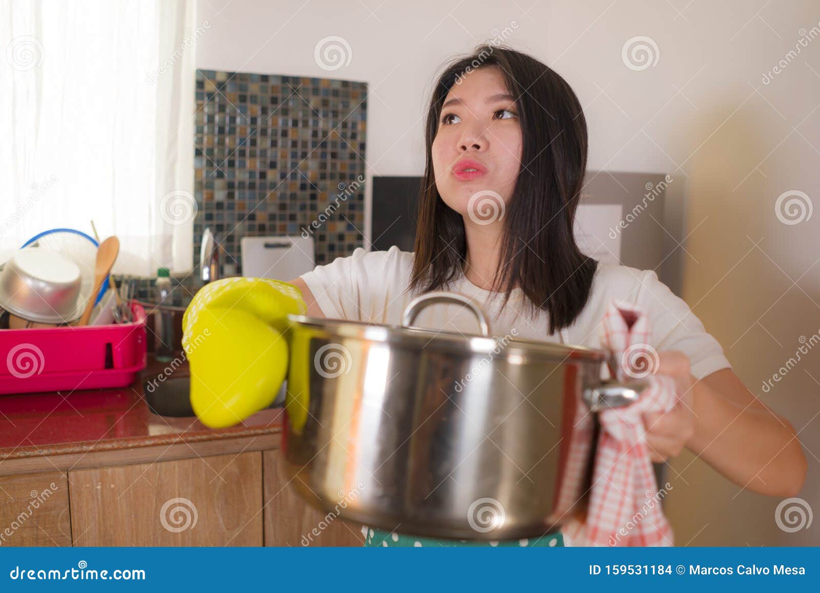 Asian Home Cook Girl Lifestyle Portrait Young Happy And Beautiful