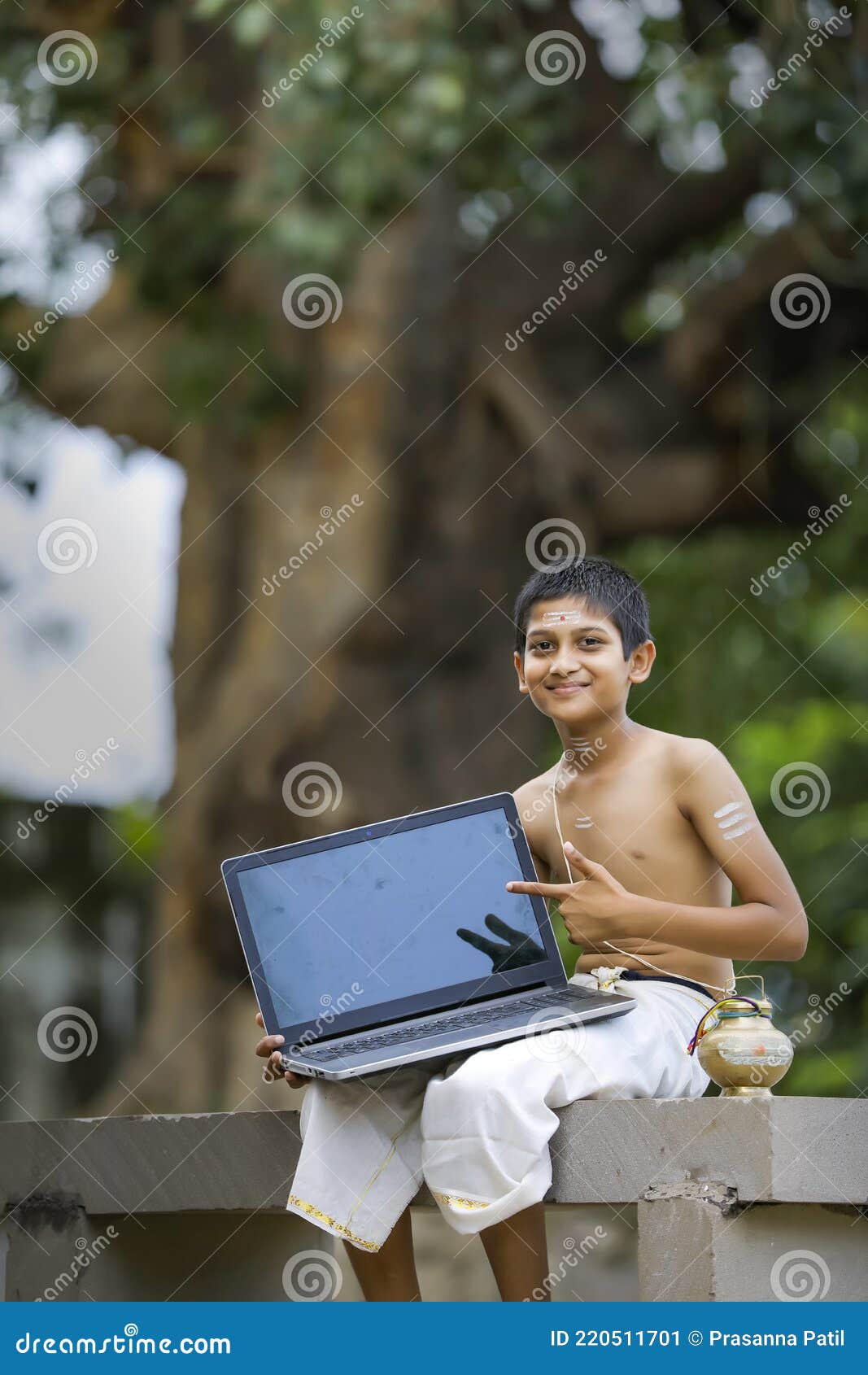 Asian Indian Boy Showing Laptop Screen Stock Image - Image of concept ...