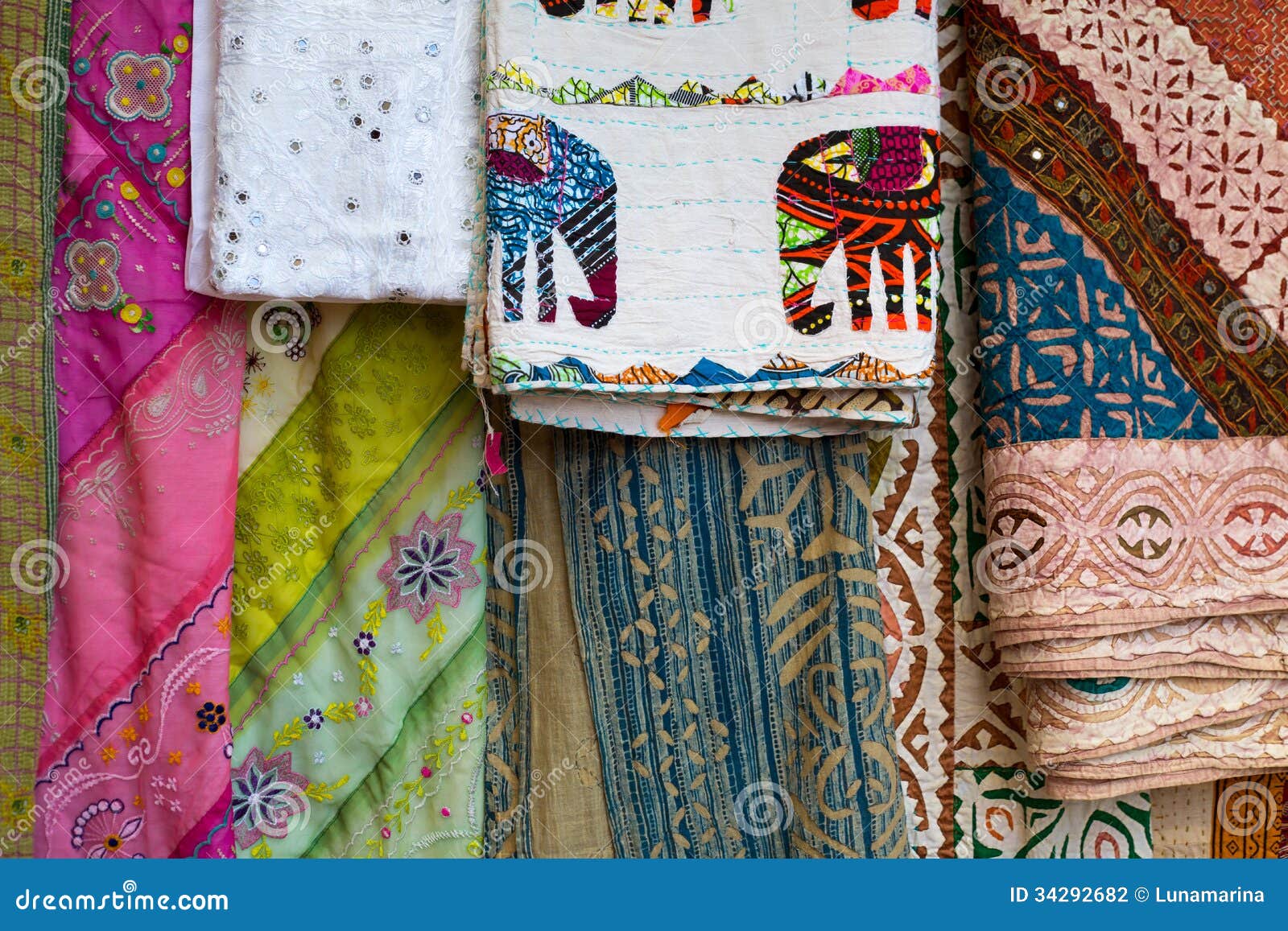 Asian Indian Traditional Fabric in Different Colors Stock Photo - Image ...