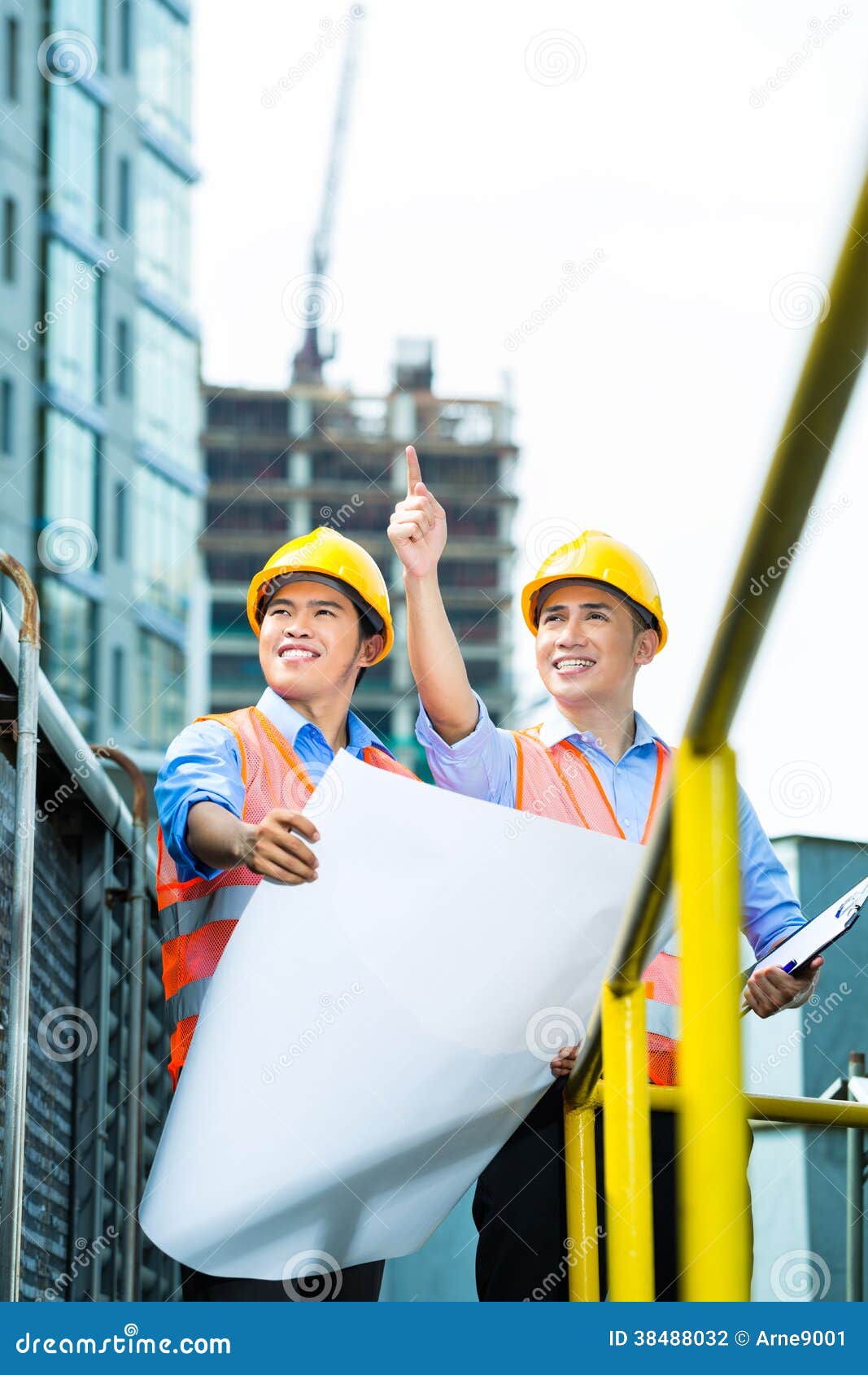 Asian Indonesian Construction Workers on Building Site Stock Photo ...