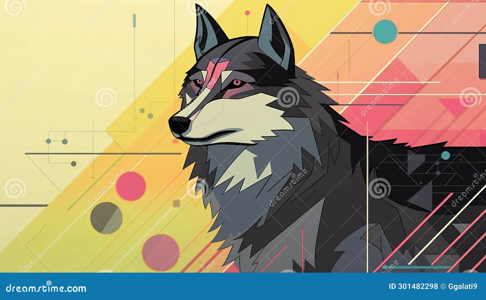 Asian Wolf, Vector Sketch, Vector Hand-drawn Illustration ...