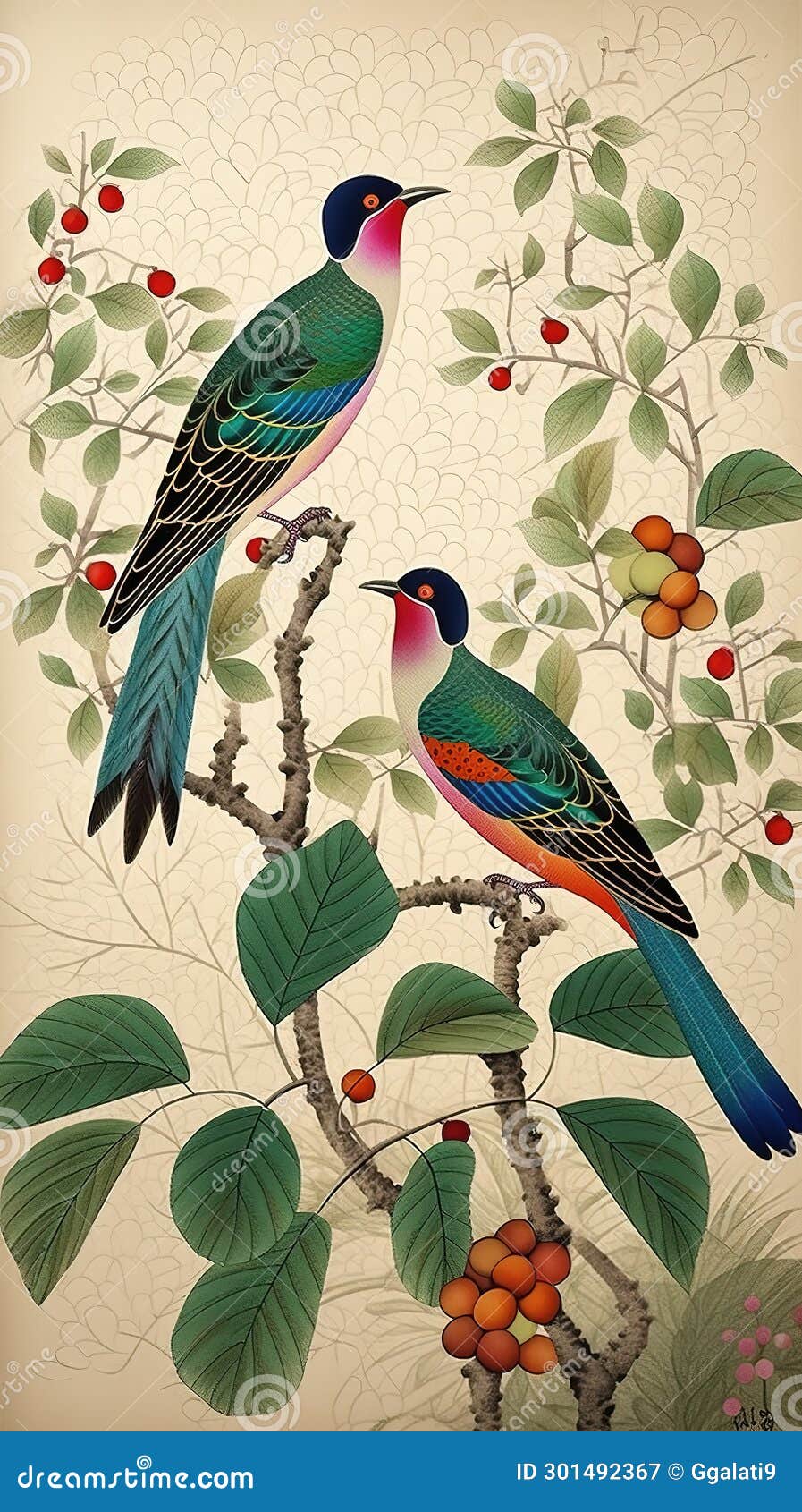 An Asian Inspired Simple Bird Embroidery Art, Generative Ai Technology ...
