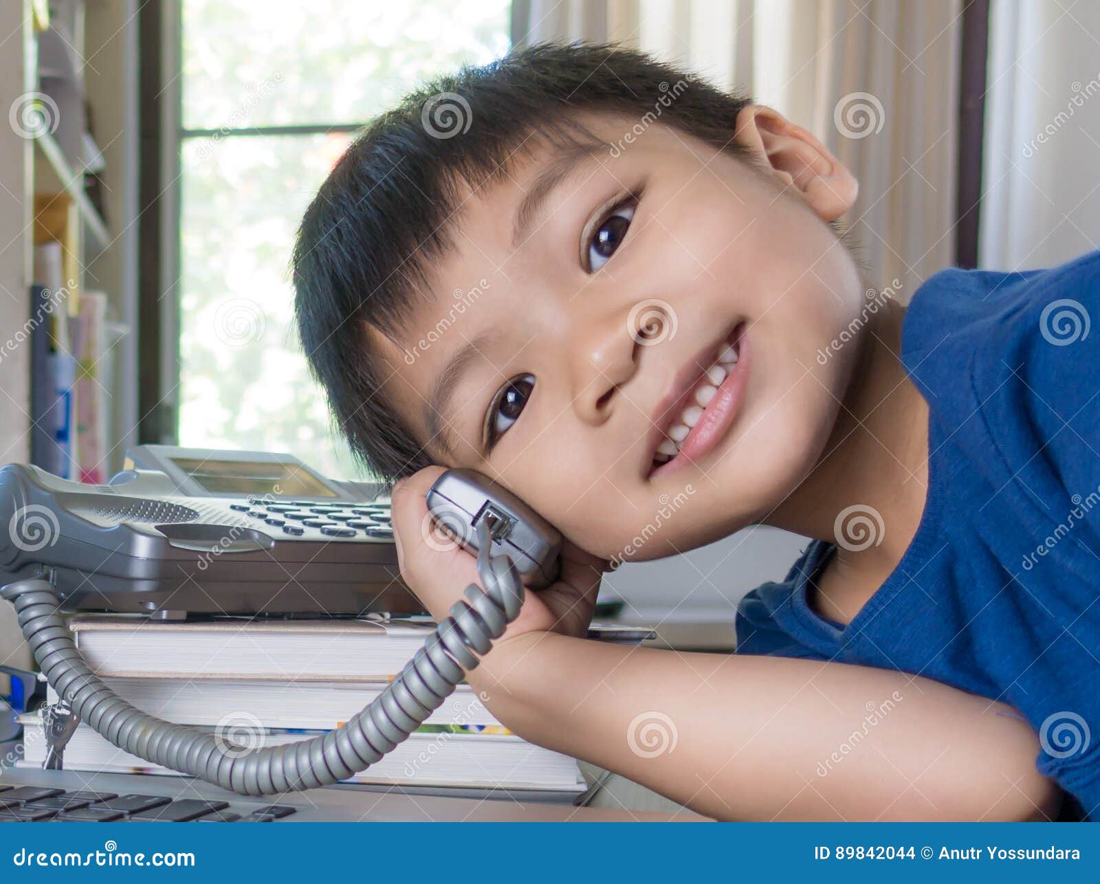 Asian Kid Amking Phone Call Stock Photo - Image of funny, young: 89842044