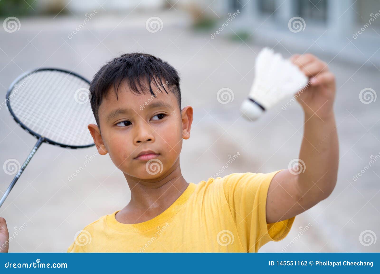Asian Kid Boy Playing Badminton at Home Stock Photo - Image of hand ...