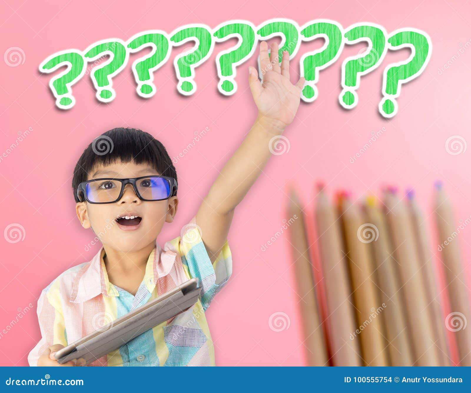 Asian Kid Boy Raising Hand for Question Stock Photo - Image of asian ...