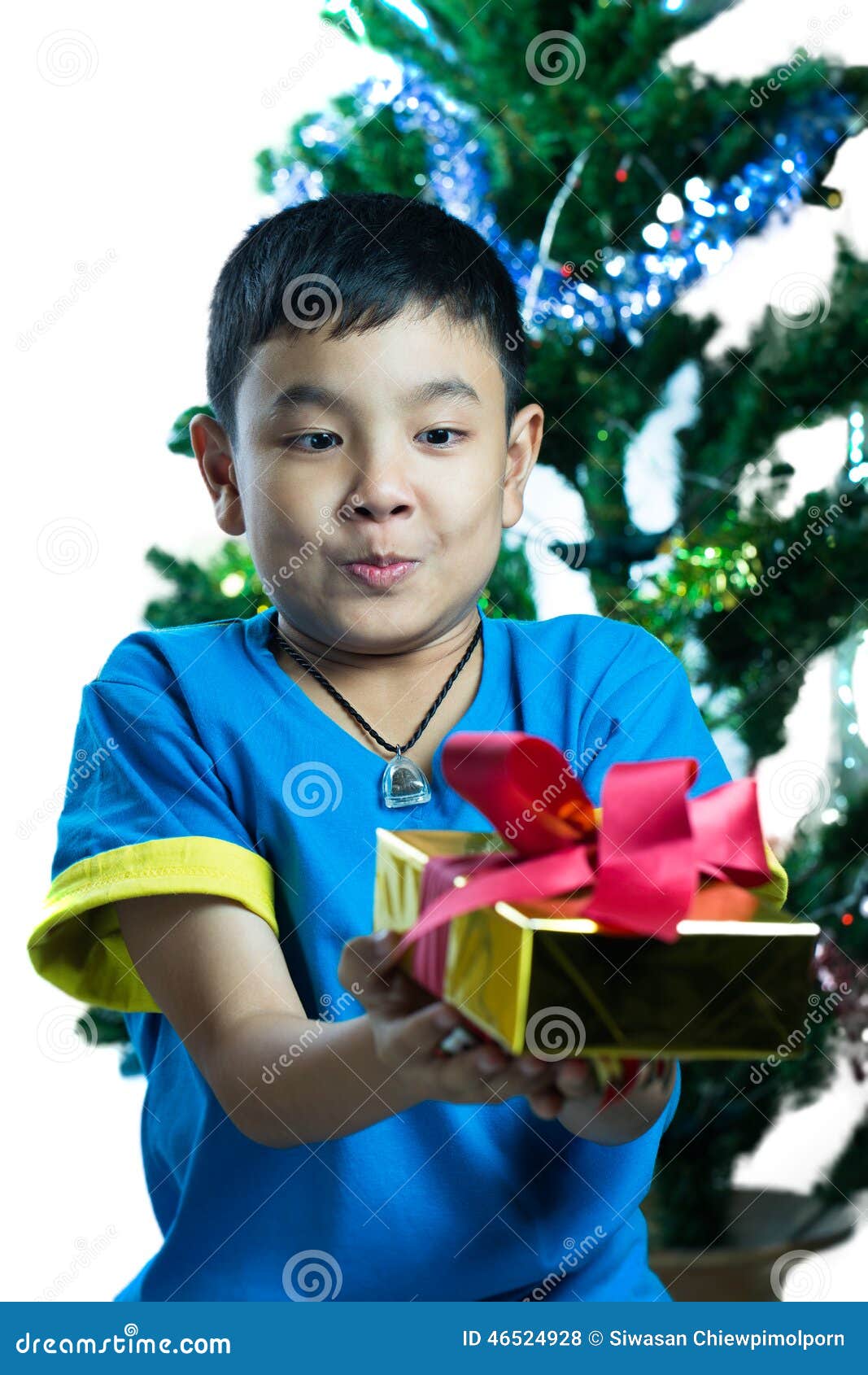 Asian Kid Get Christmas Present Stock Photo - Image of happy, asia ...