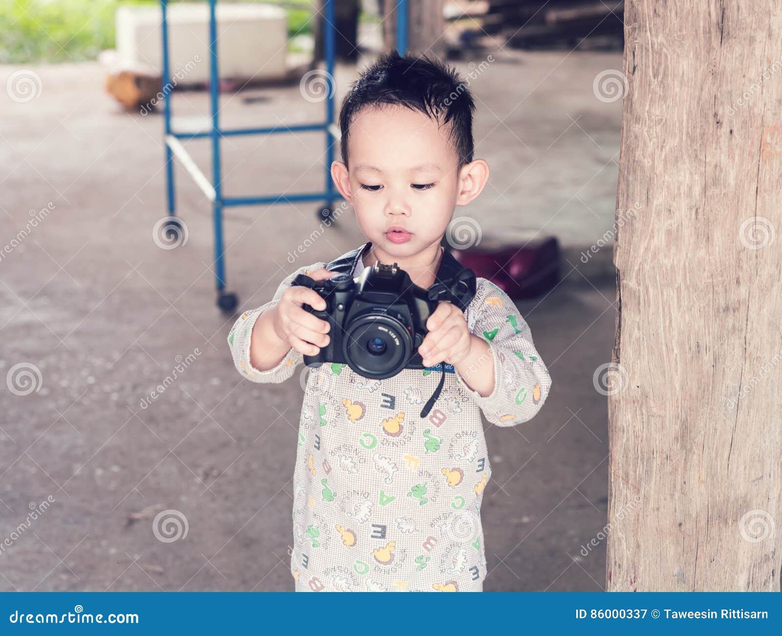Asian Kid Take a Photo by DSLR Camera Stock Image - Image of happy ...