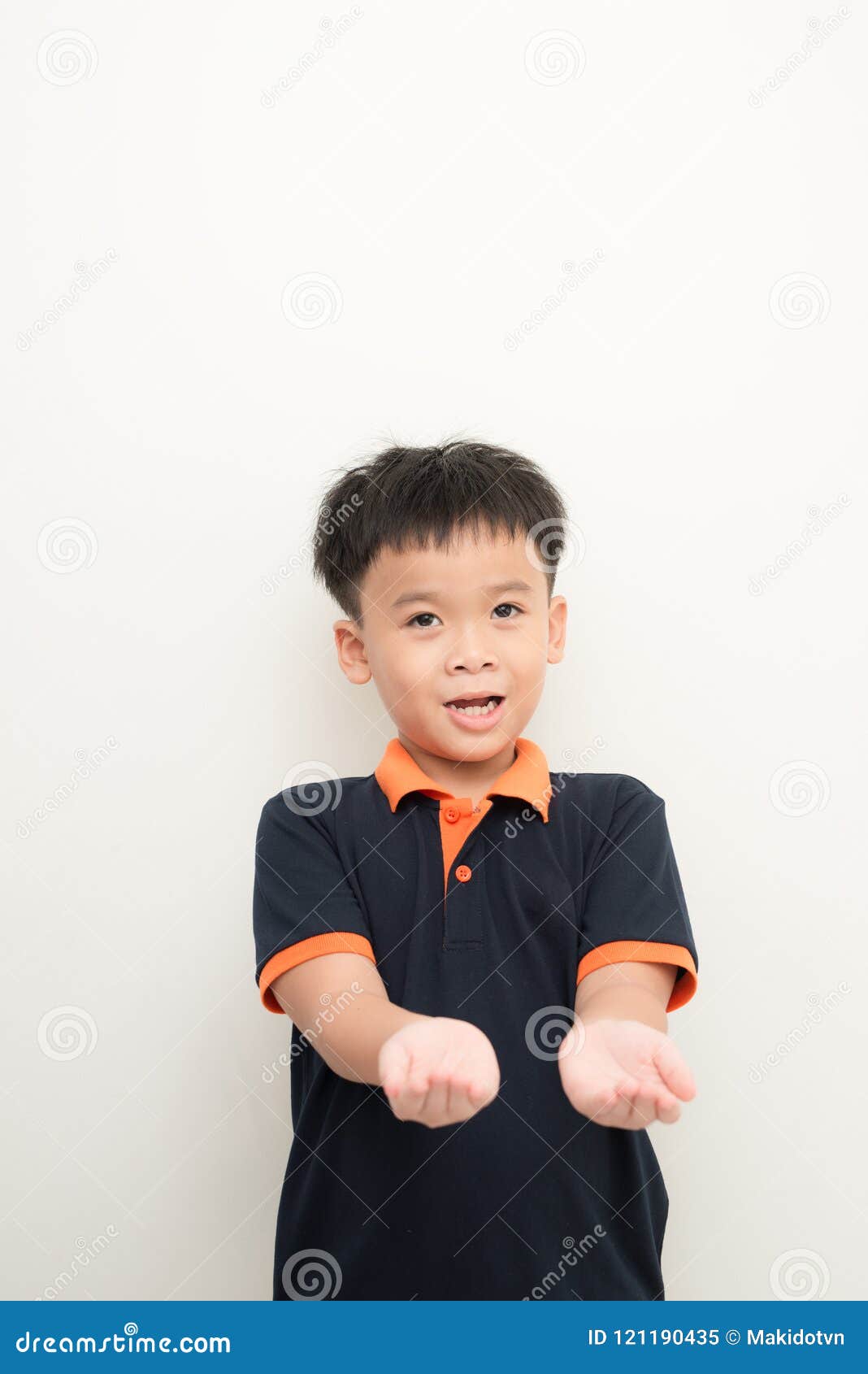 Asian Kids Open Palm Hand Gesture Stock Image - Image of portrait ...