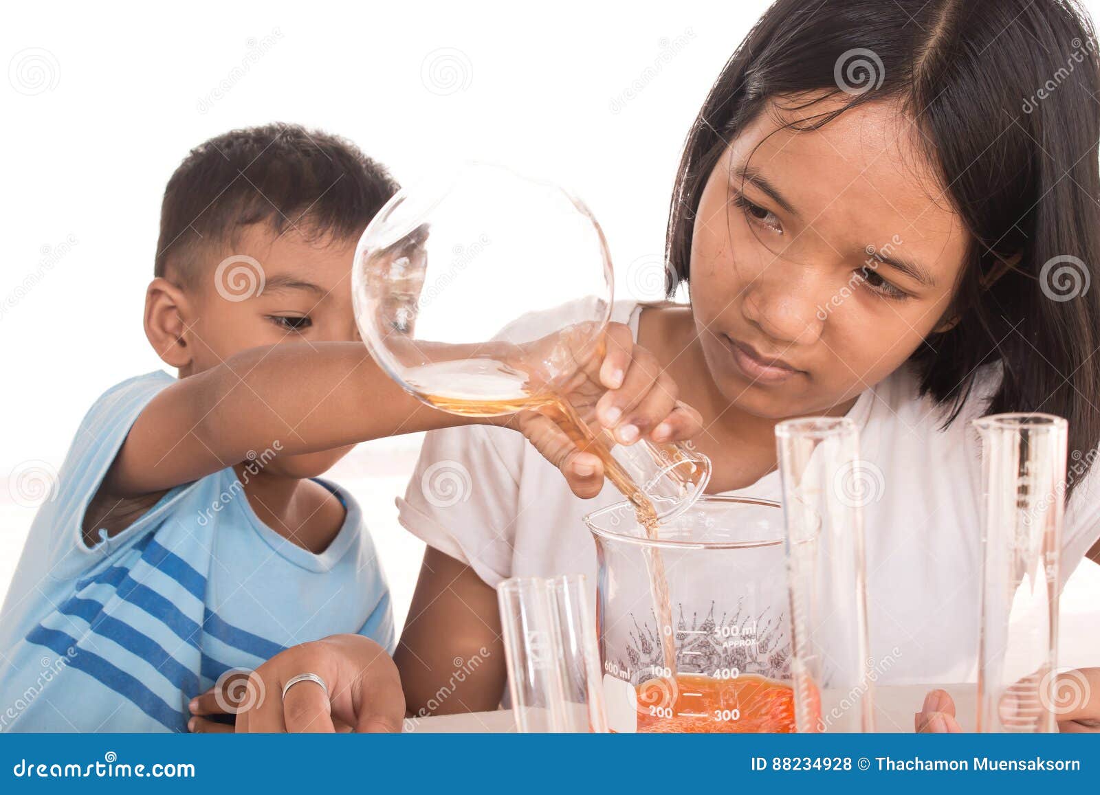 Asian Kids and Science Experiments Stock Photo - Image of holding, high ...