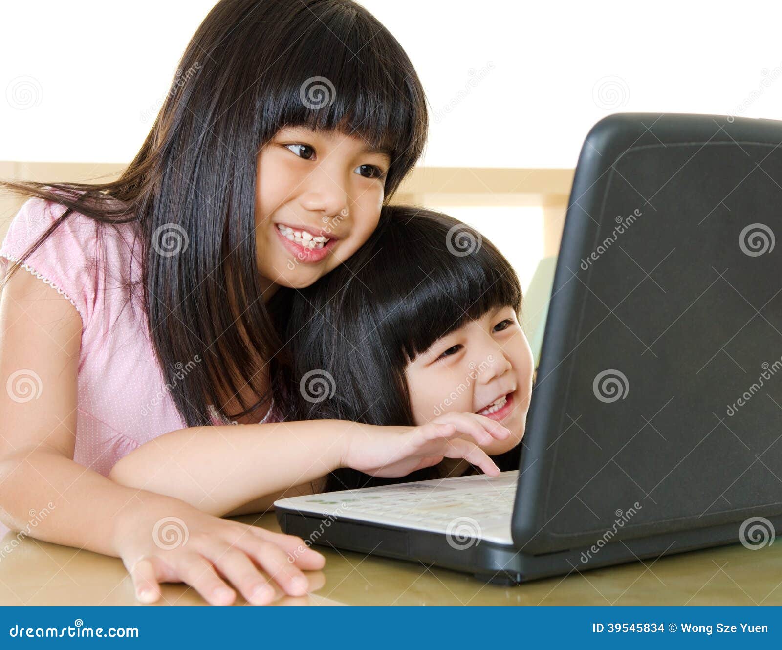 Asian kids using laptop stock photo. Image of home, laptop - 39545834