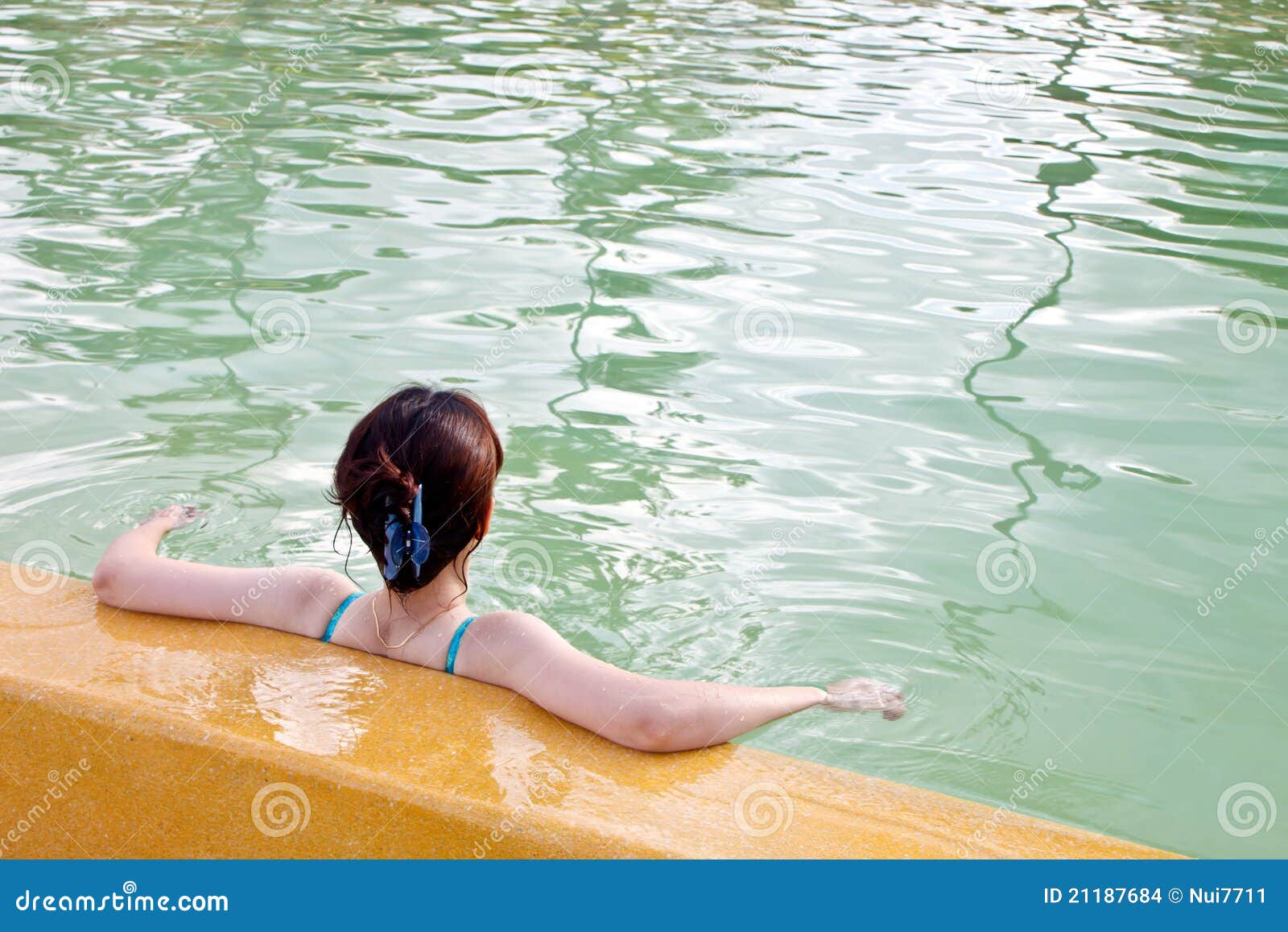 A Asian Lady Relaxing in Swimming Pool Stock Photo - Image of beautiful ...