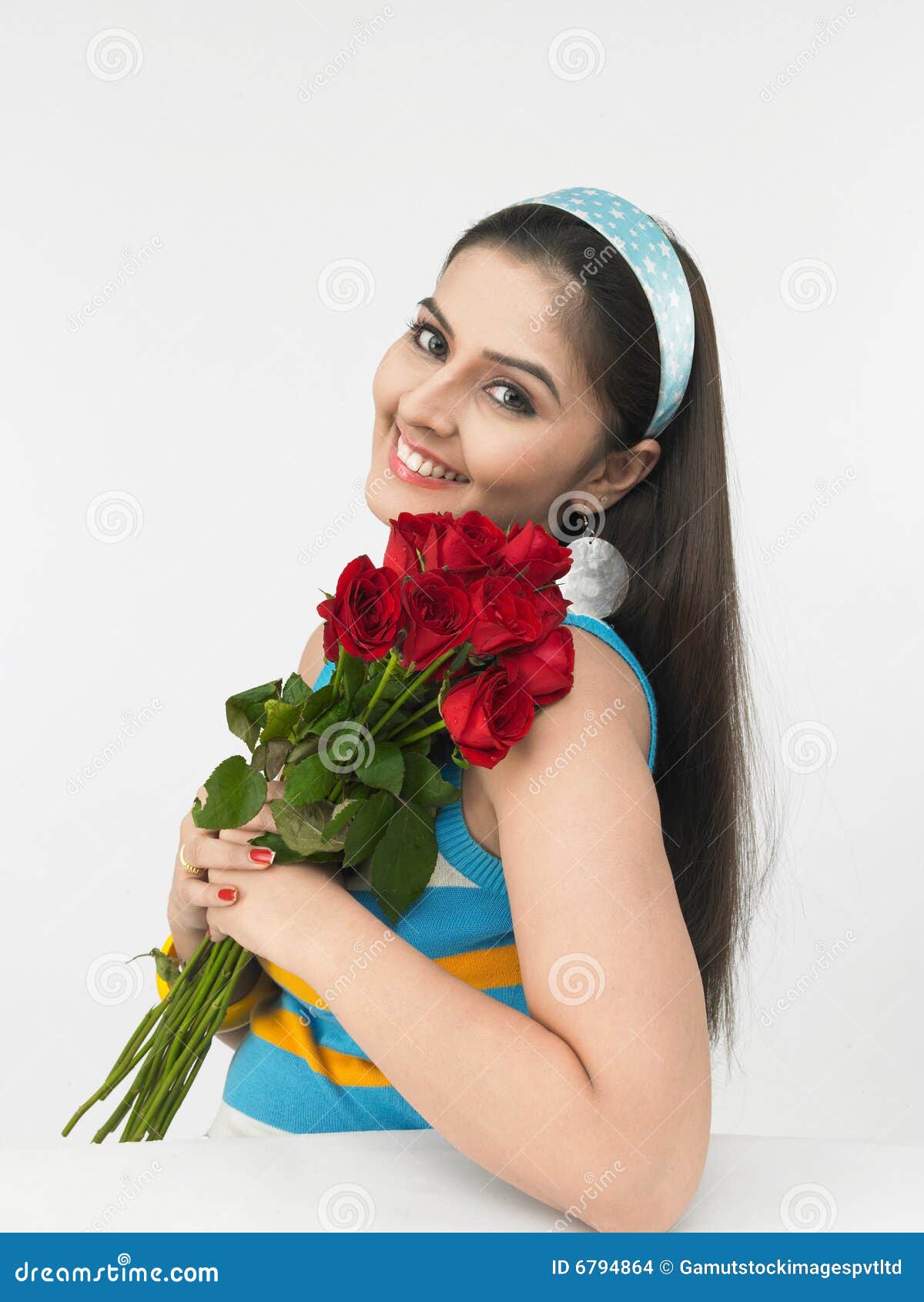 Asian lady with roses stock photo. Image of asia, leaf - 6794864