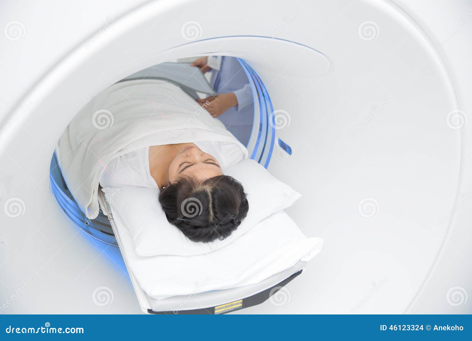 Asian Lady Sleep On A CT Scan Bed Stock Photo - Image of examination ...