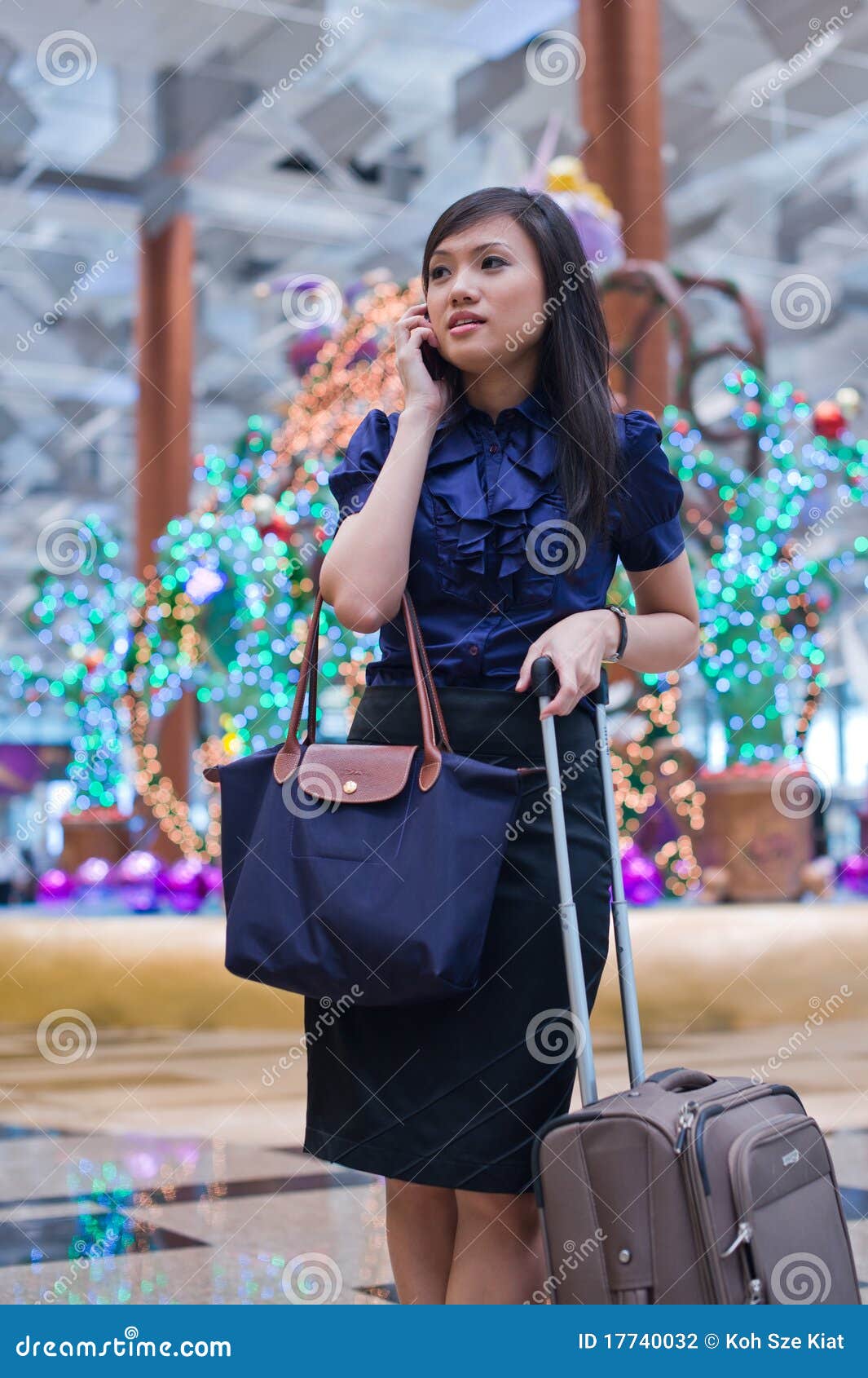 Asian Lady Waiting at the Meeting Point Stock Photo - Image of ring ...