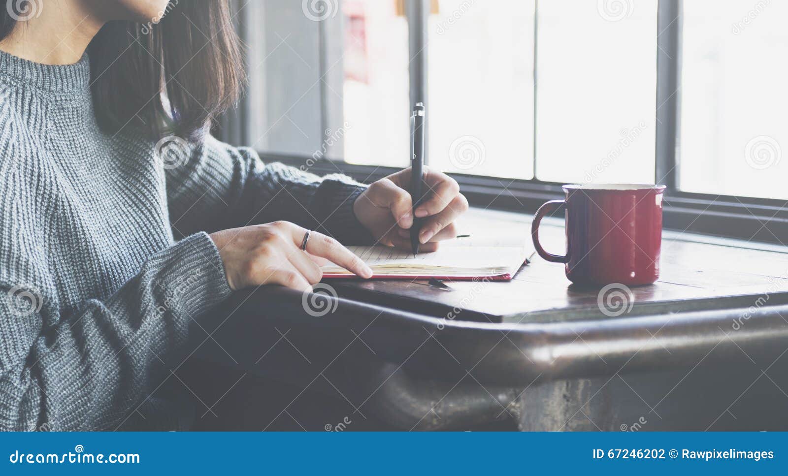 Asian Lady Writing Notebook Diary Concept Stock Photo - Image of ...