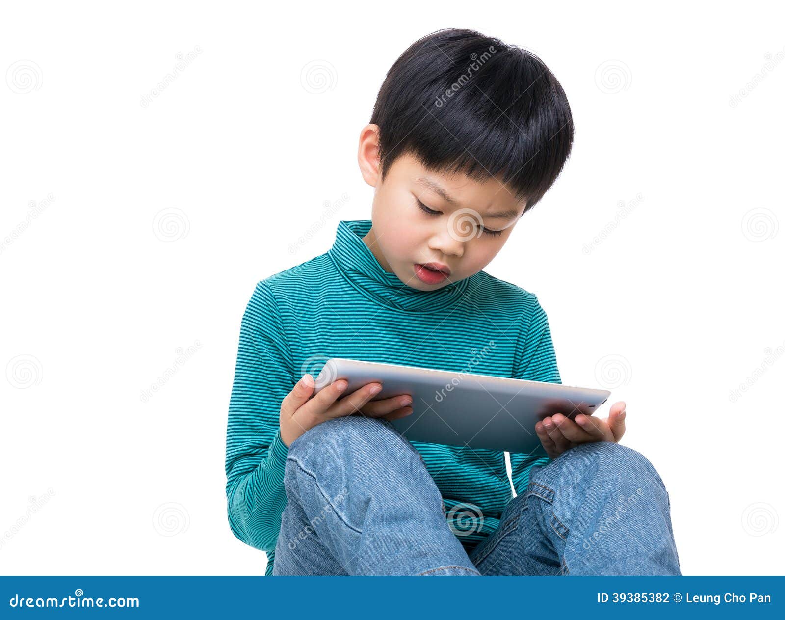 Asian Little Boy Using Tablet Stock Photo - Image of hand, education ...