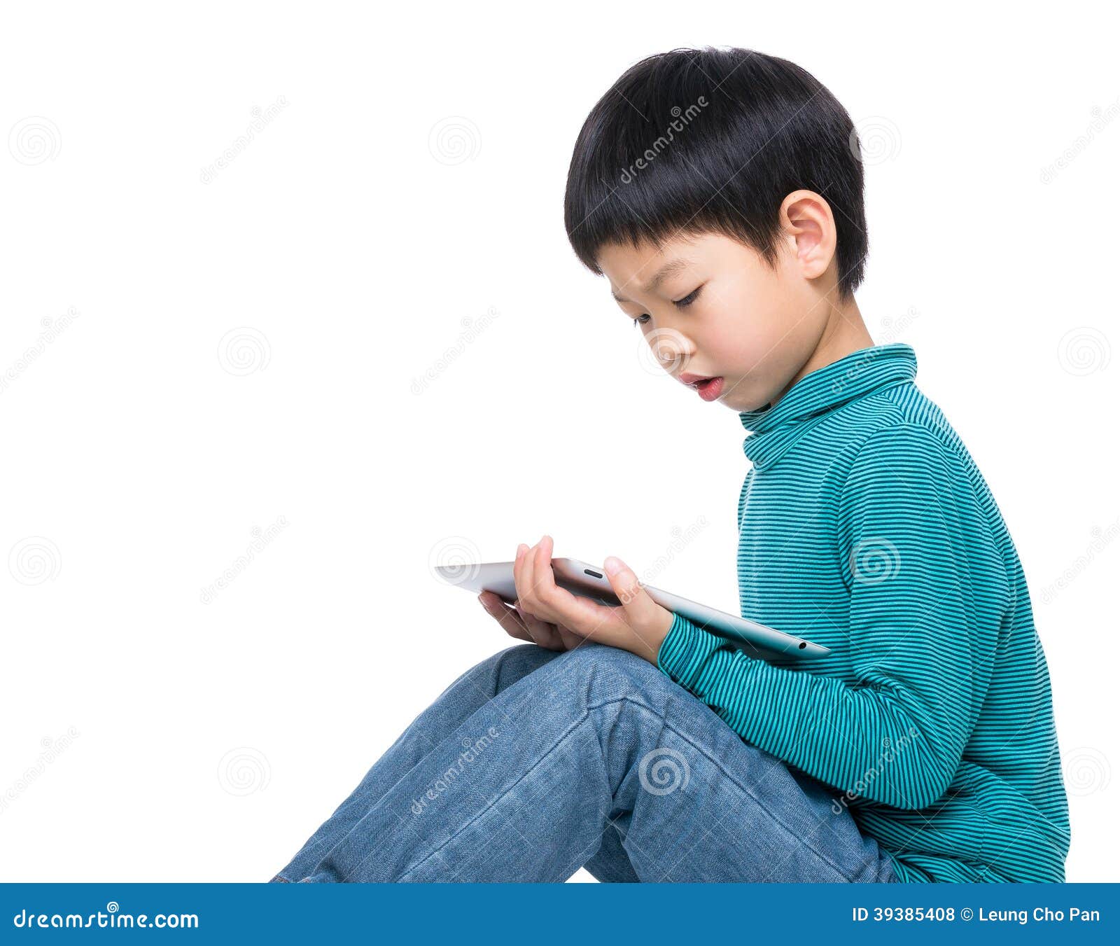 Asian Little Boy Watching on Tablet Stock Photo - Image of profile ...