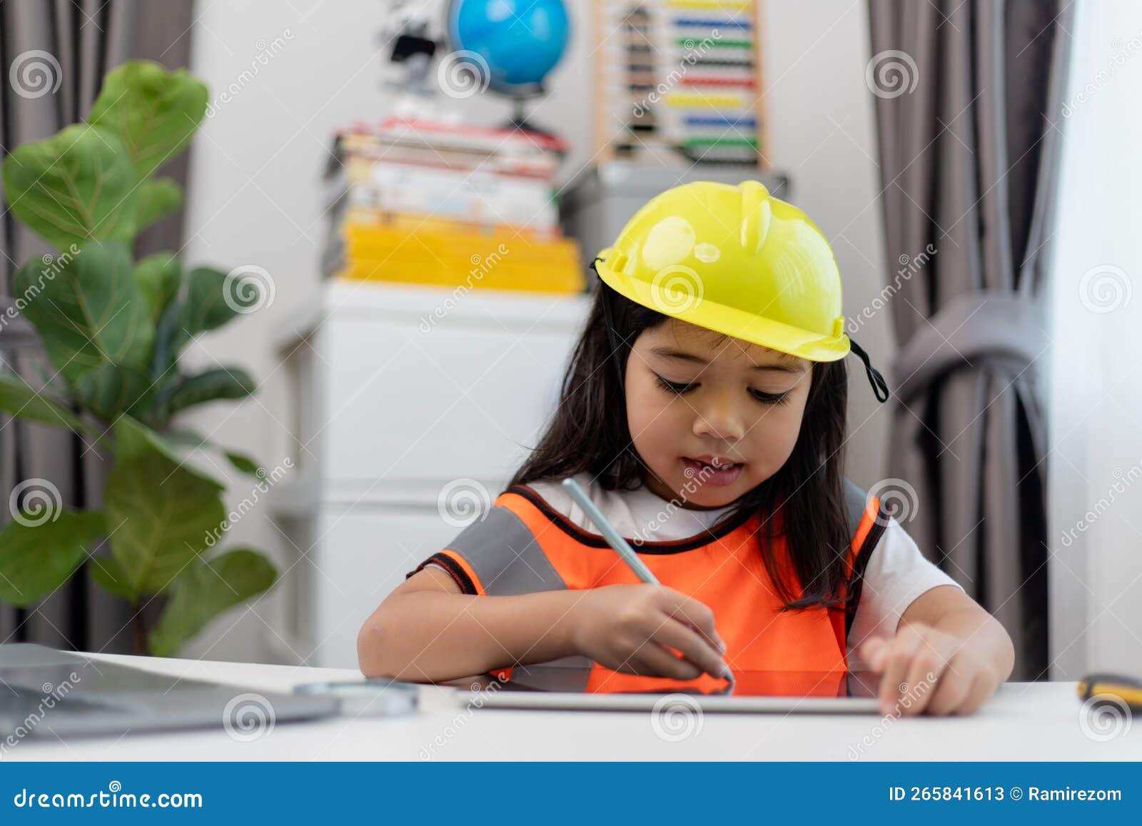 Asian Little Girl Future Engineers Stock Image - Image of workshop ...