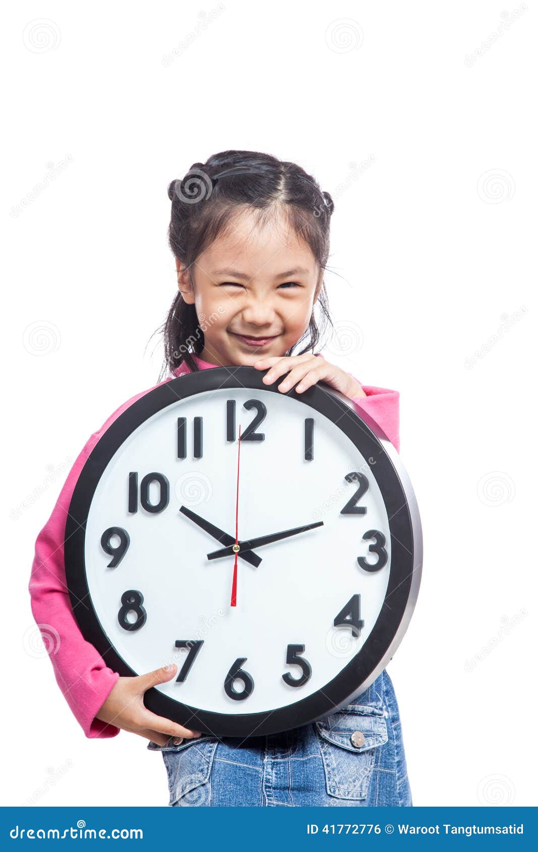 Asian Little Girl Hold Clock Laughing Stock Photos - Free & Royalty ...