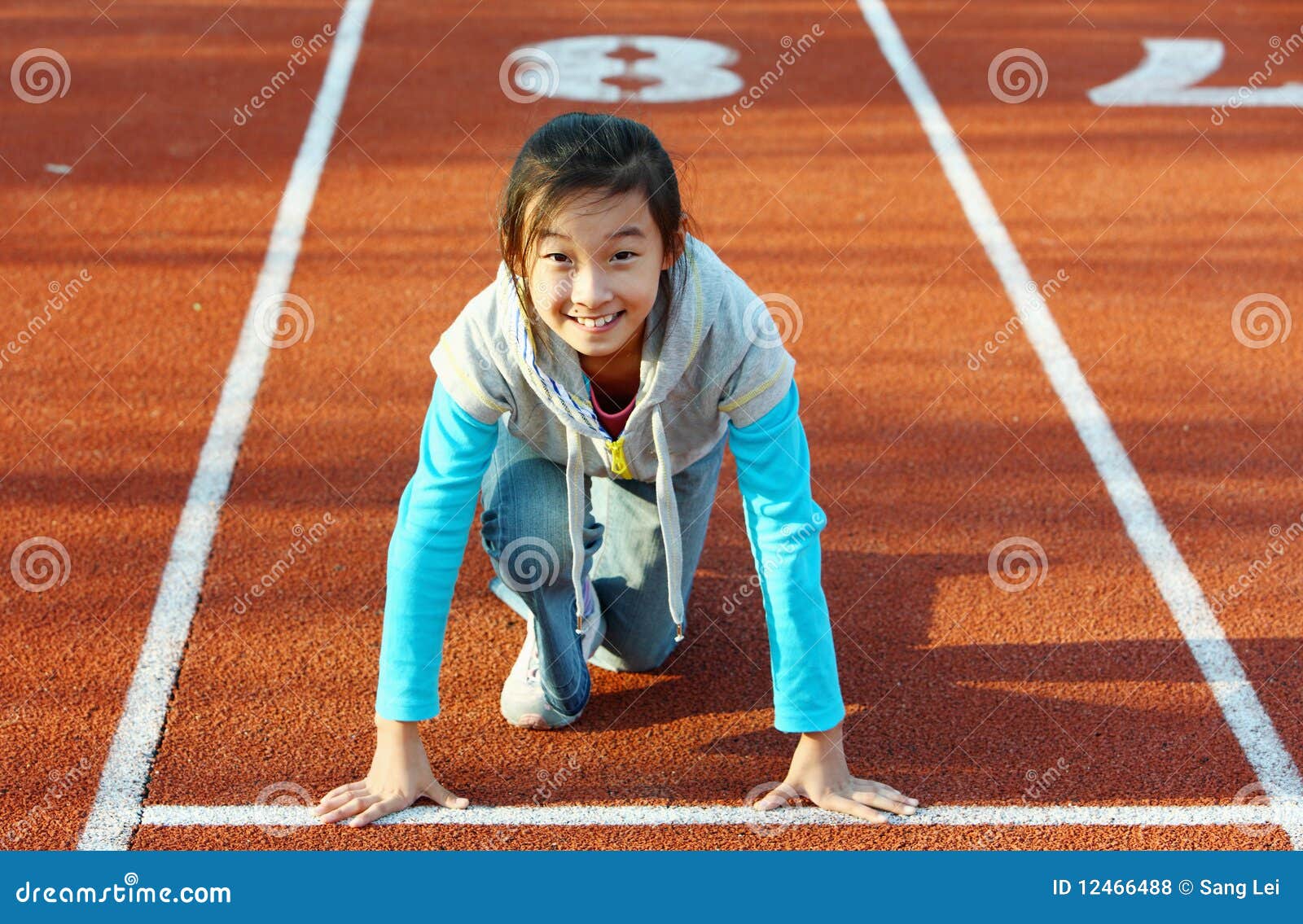 Asian Little Girl Starting Running Stock Photo - Image of beautiful ...
