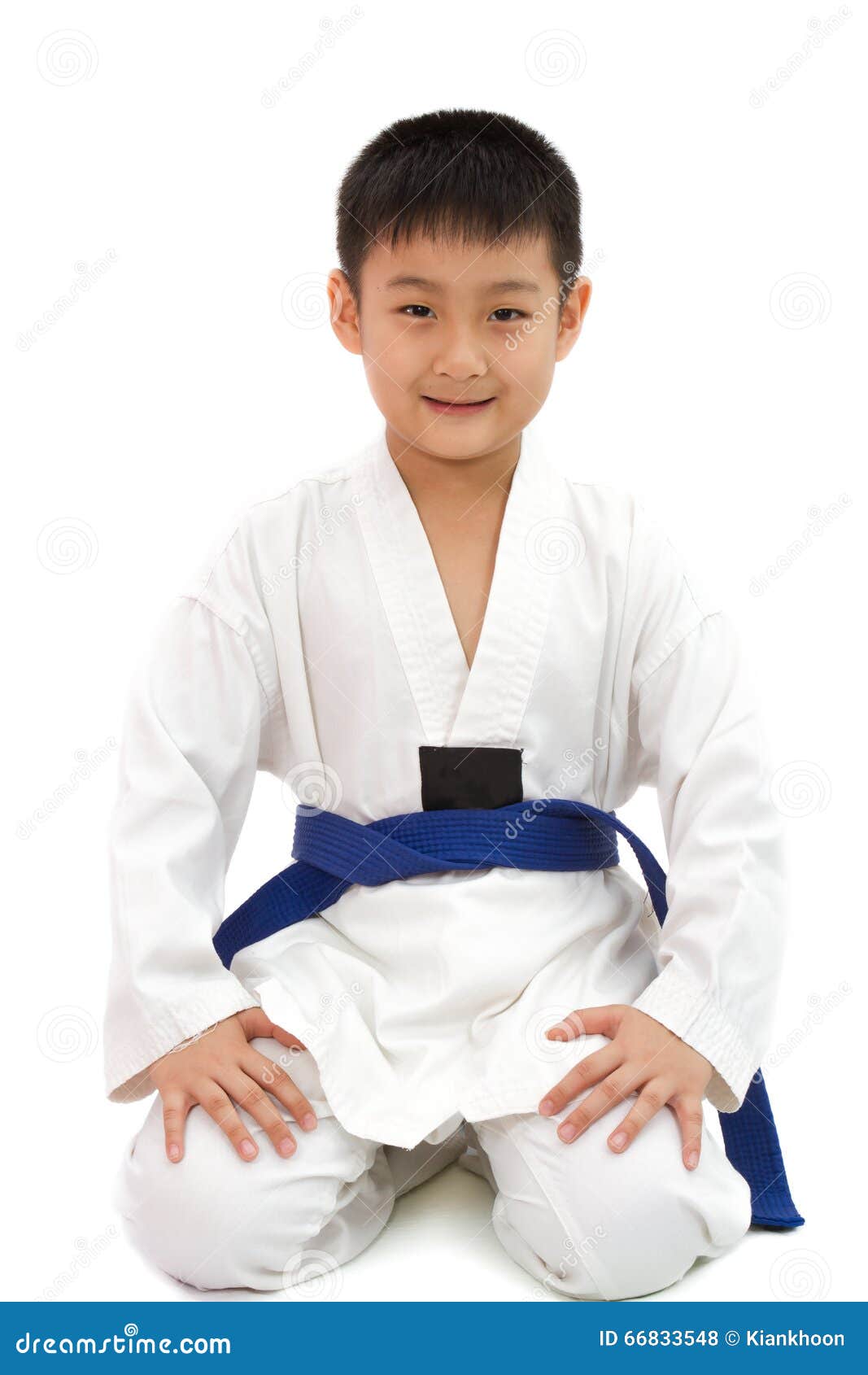 Little Boy Karate Shows The Techniques Of The Japanese Martial Art Of ...