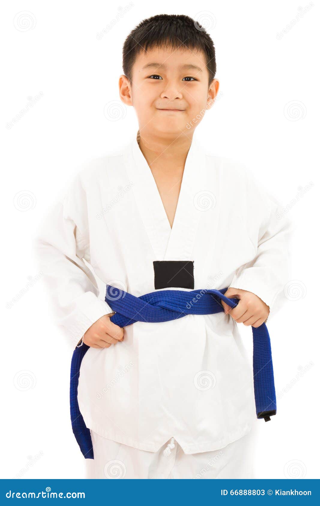 Little Boy Karate Shows The Techniques Of The Japanese Martial Art Of ...
