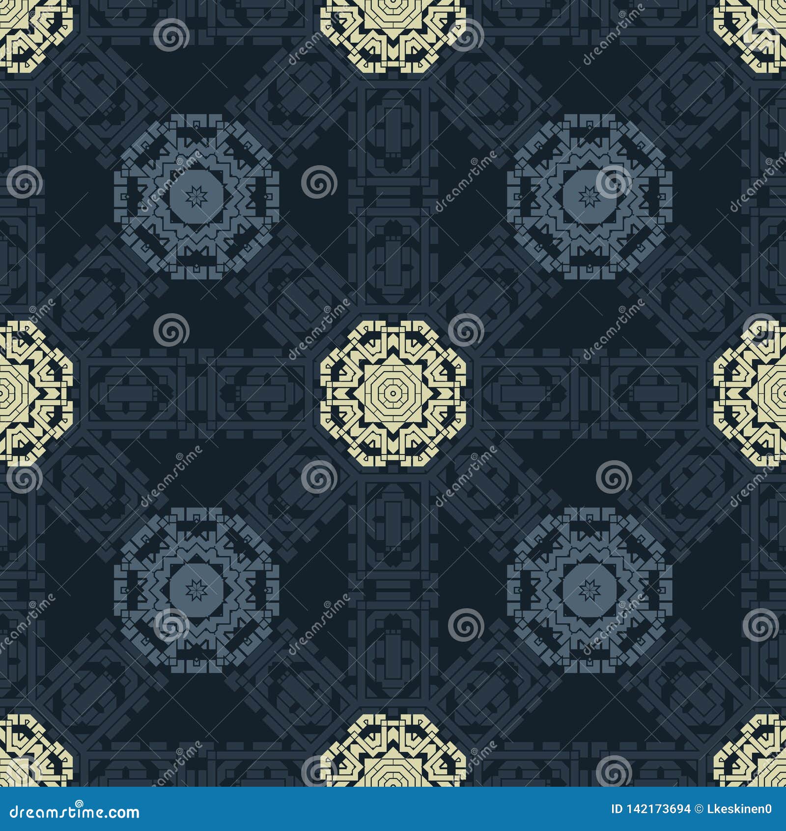 Asian Look Square Geometric Seamless Pattern Stock Vector ...