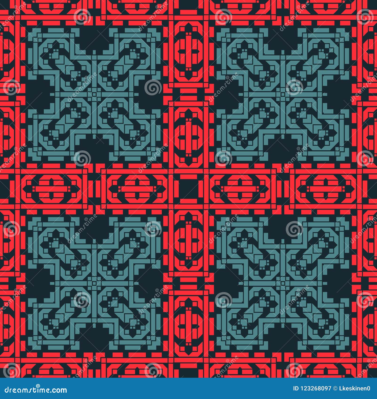 Asian Look Square Geometric Seamless Pattern Stock Vector ...