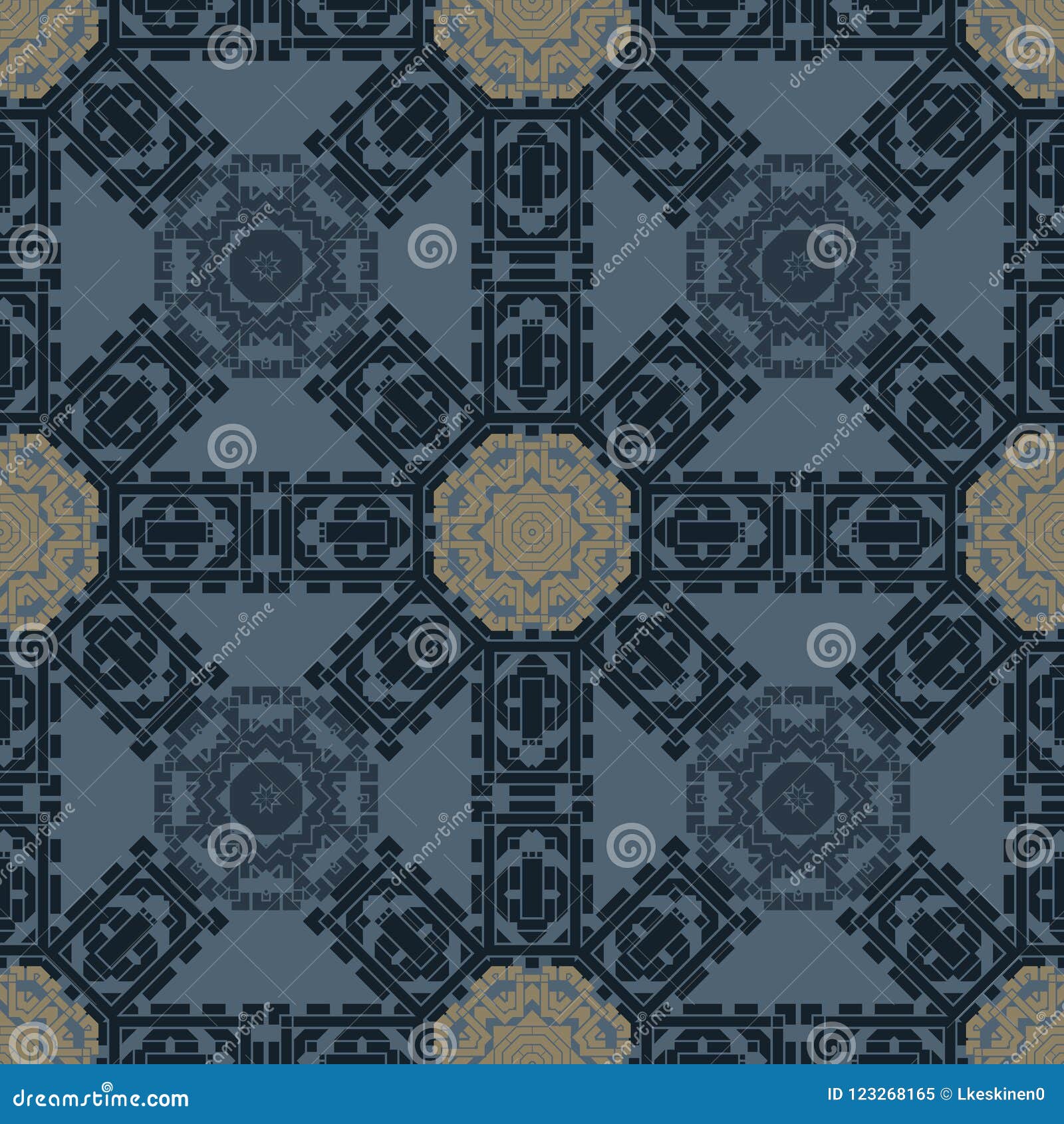 Asian Look Square Geometric Seamless Pattern Stock Vector ...