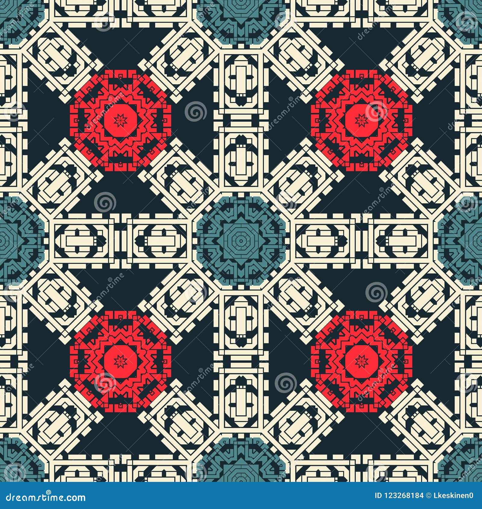 Asian Look Square Geometric Seamless Pattern Stock Vector ...