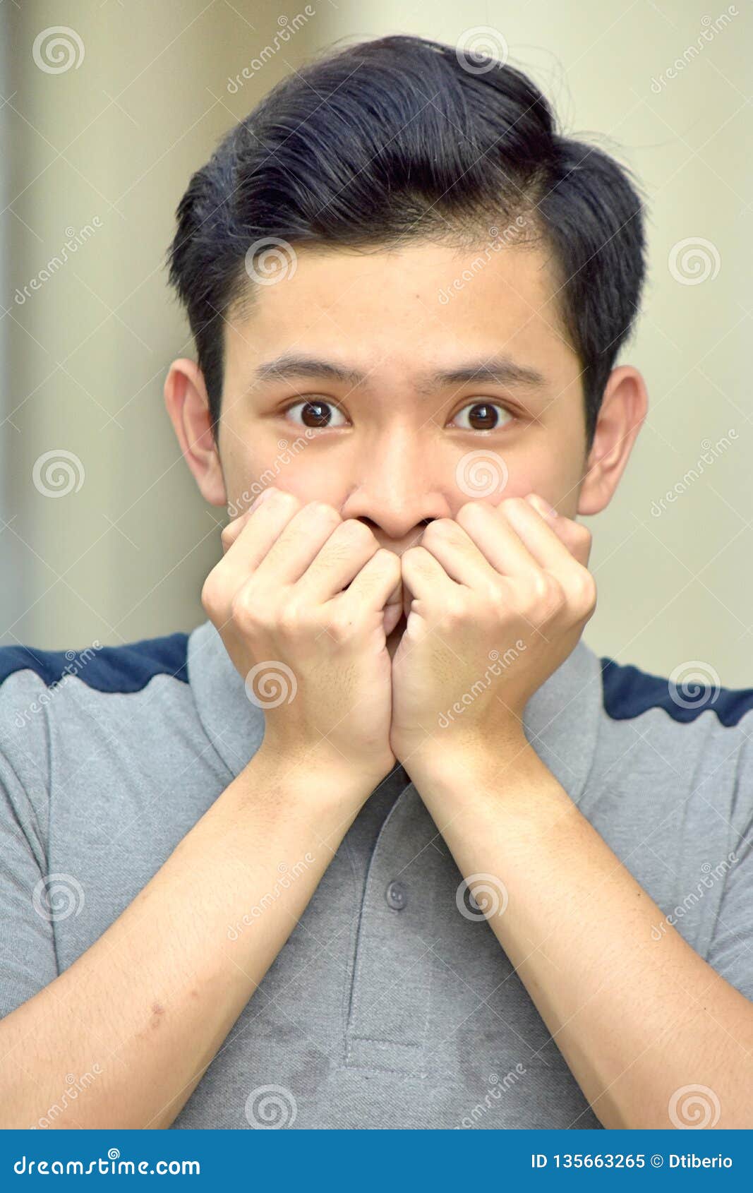 Asian Male Afraid stock image. Image of males, horror - 135663265