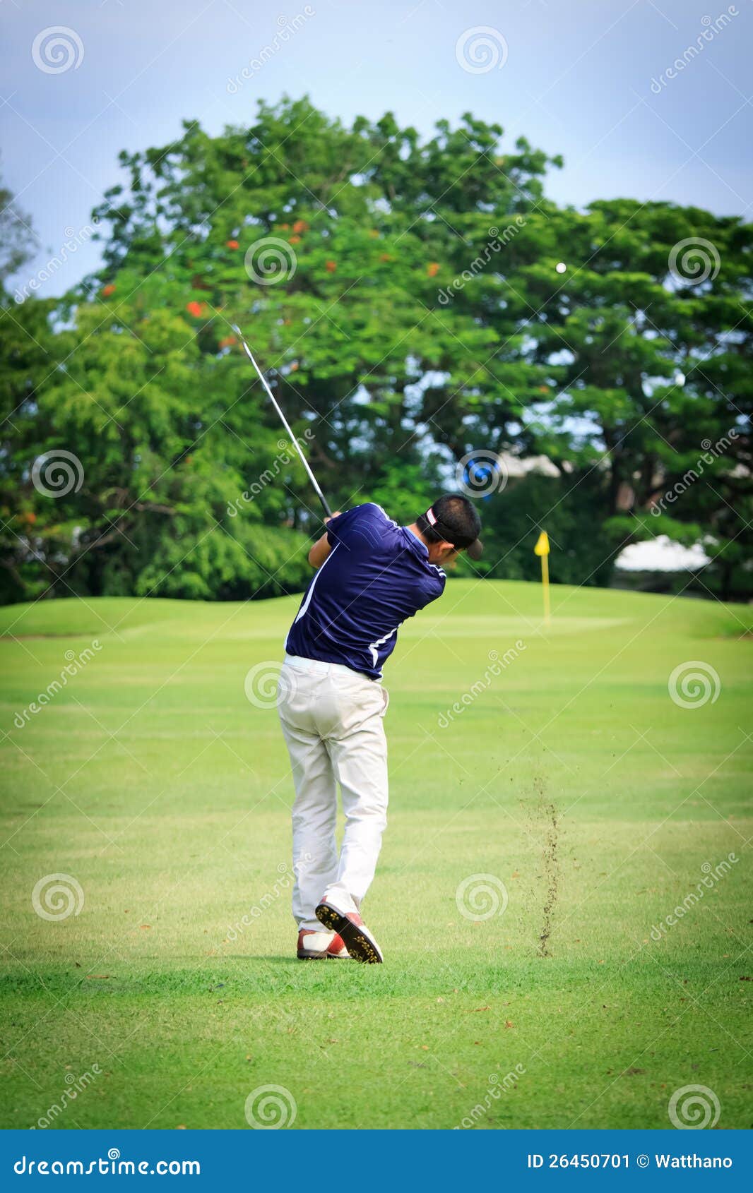 Asian Male Golf Player on Golf Course Stock Image - Image of play ...