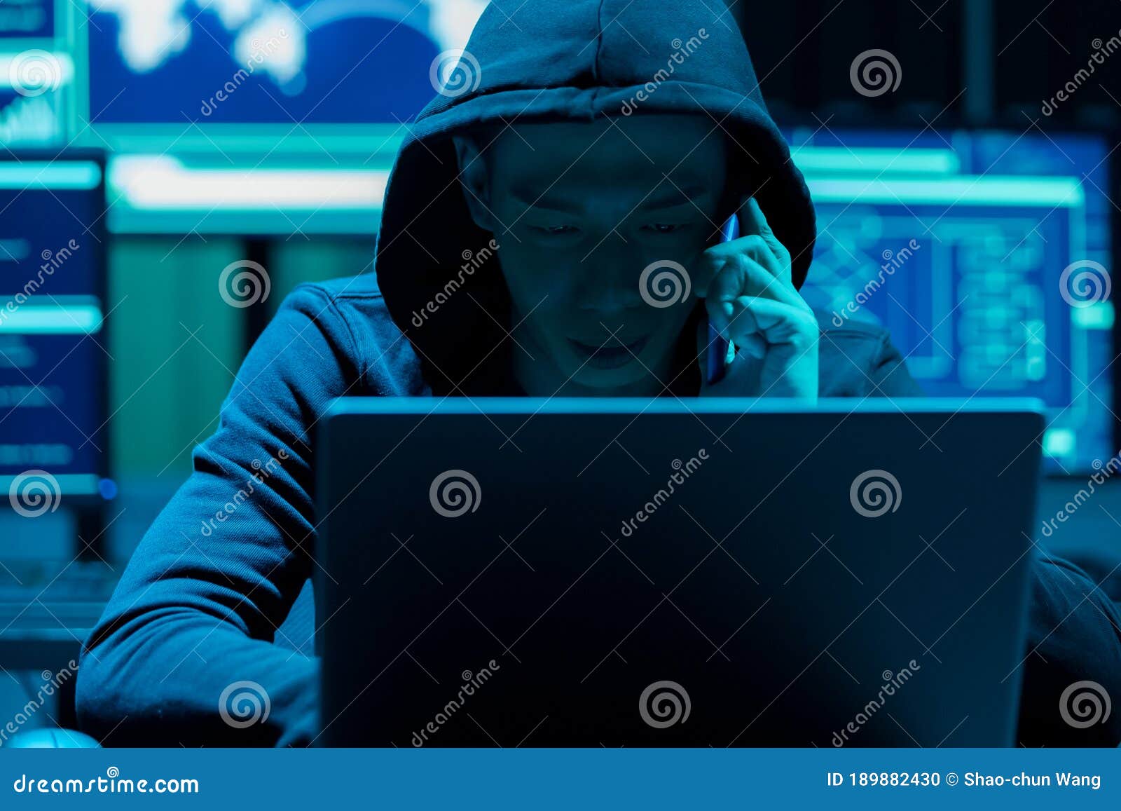 Asian Male Hacker Extorting Stock Photo - Image of extort, china: 189882430