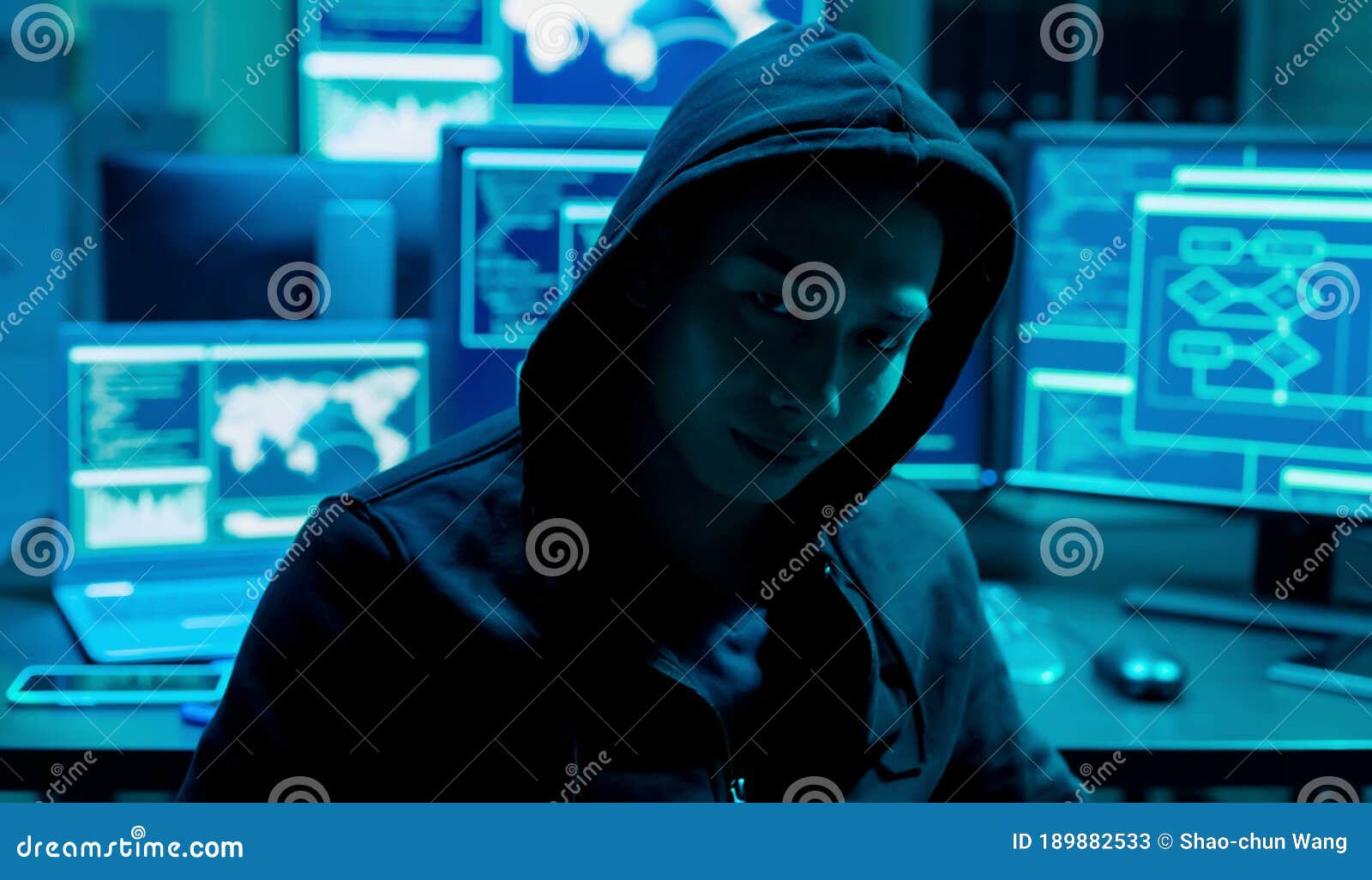 Asian male hacker stock image. Image of crime, phishing - 189882533