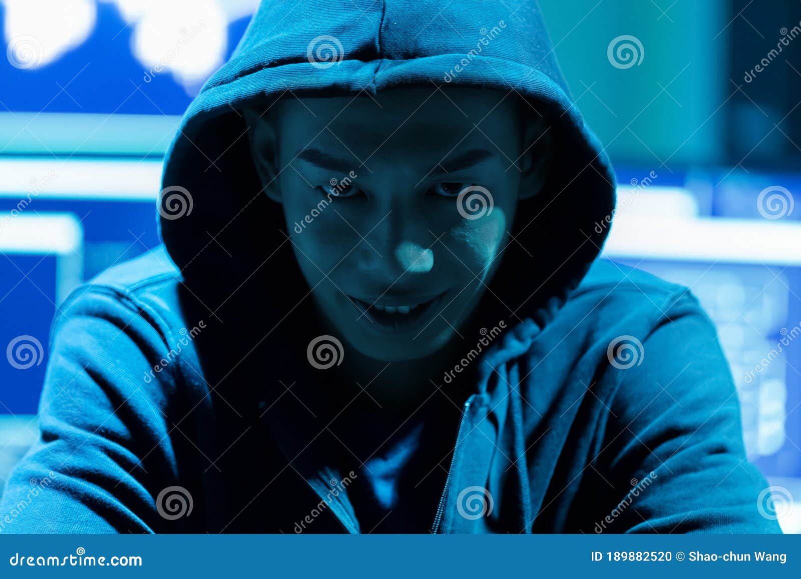 Asian male hacker stock photo. Image of online, hack - 189882520