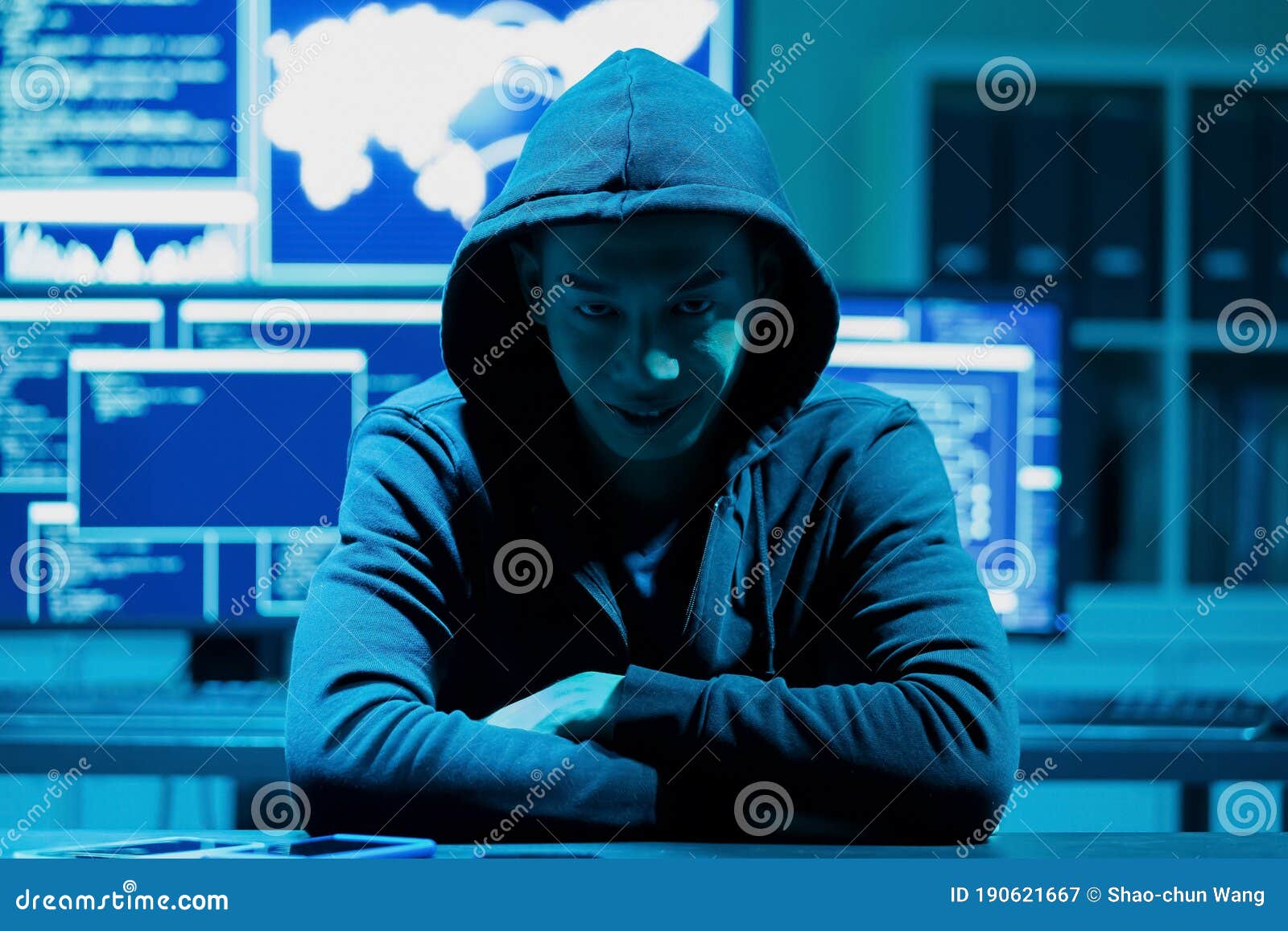 Asian male hacker stock image. Image of laptop, privacy - 190621667