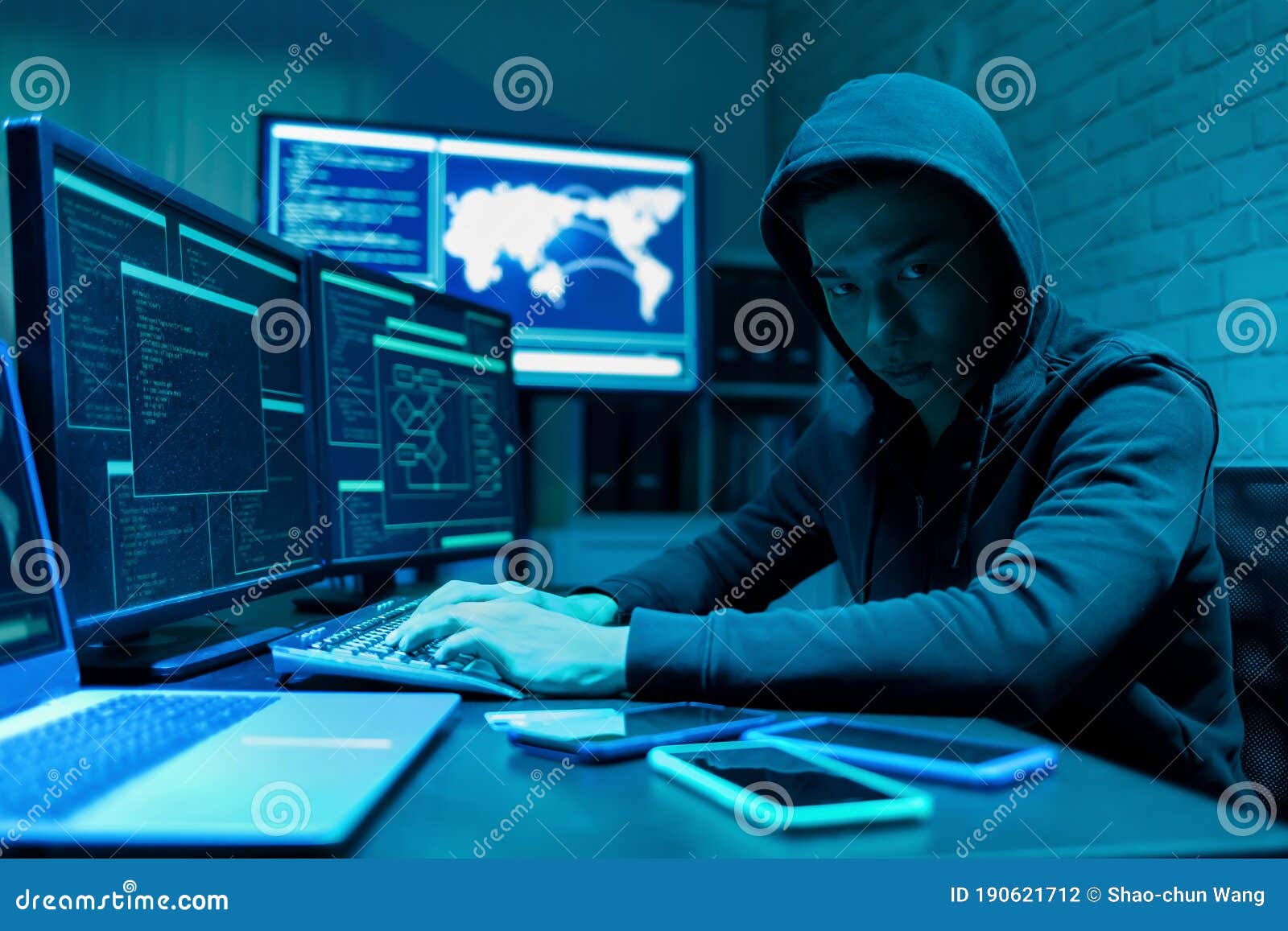 Male Hacker Stealing Information From System Royalty-Free Stock ...