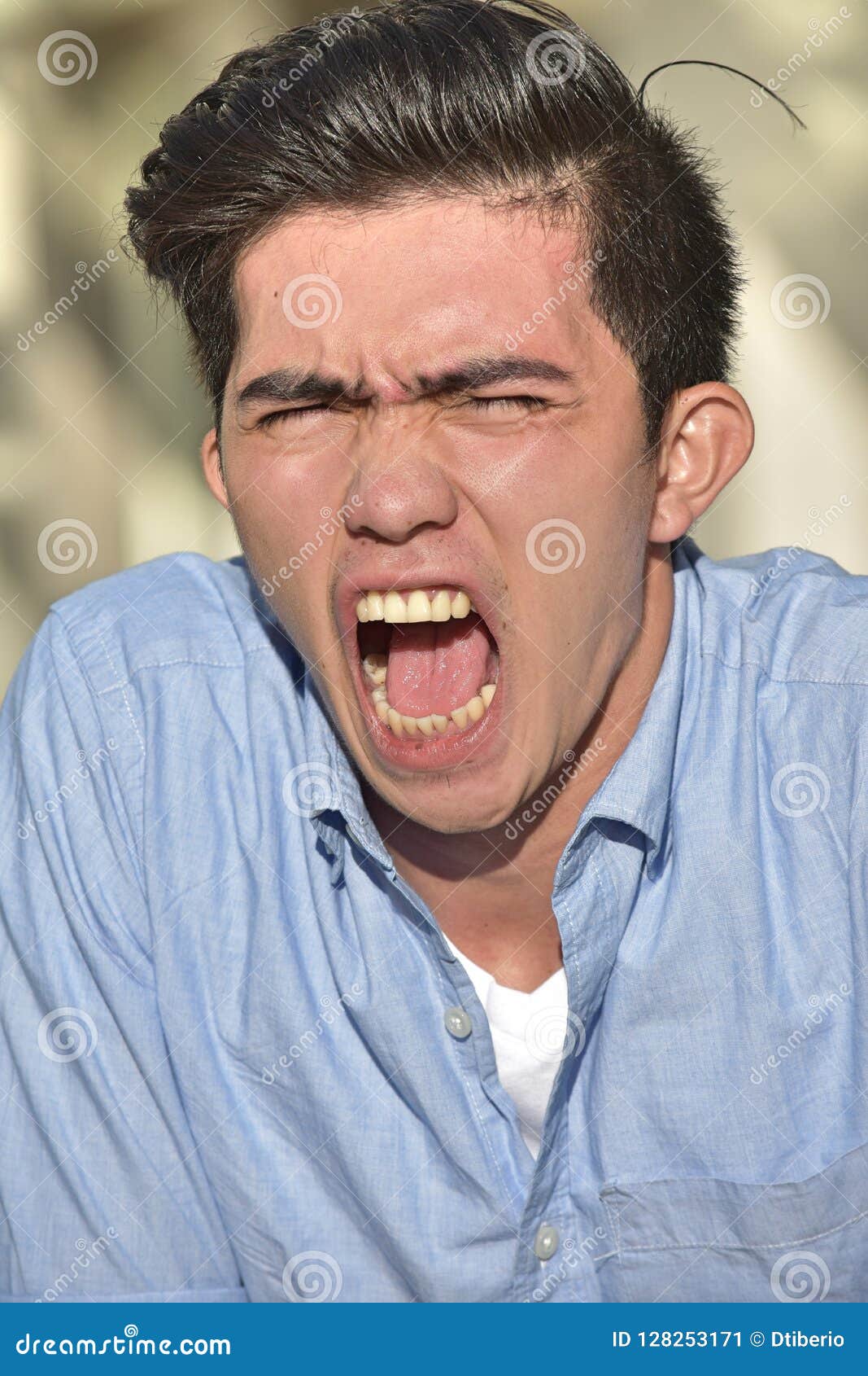 Asian Male Yelling stock image. Image of shout, yells - 128253171