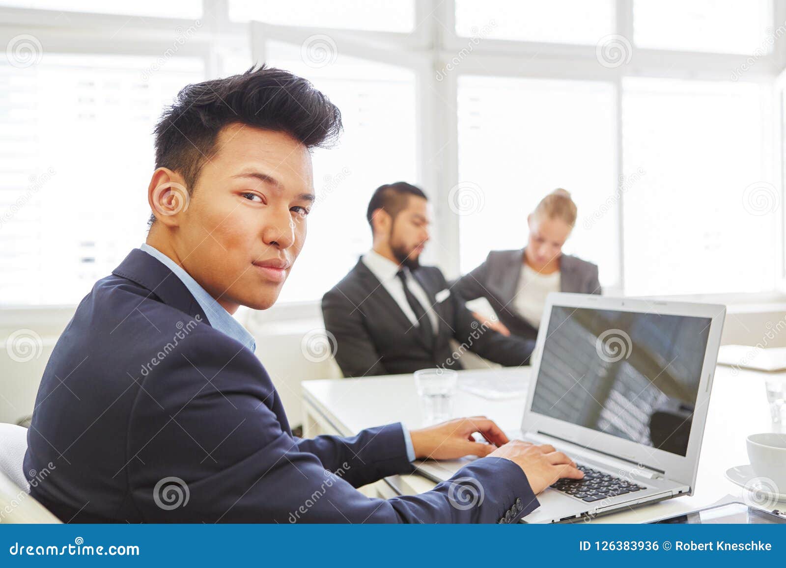 Asian Man As Competent Programmer Stock Photo - Image of company ...