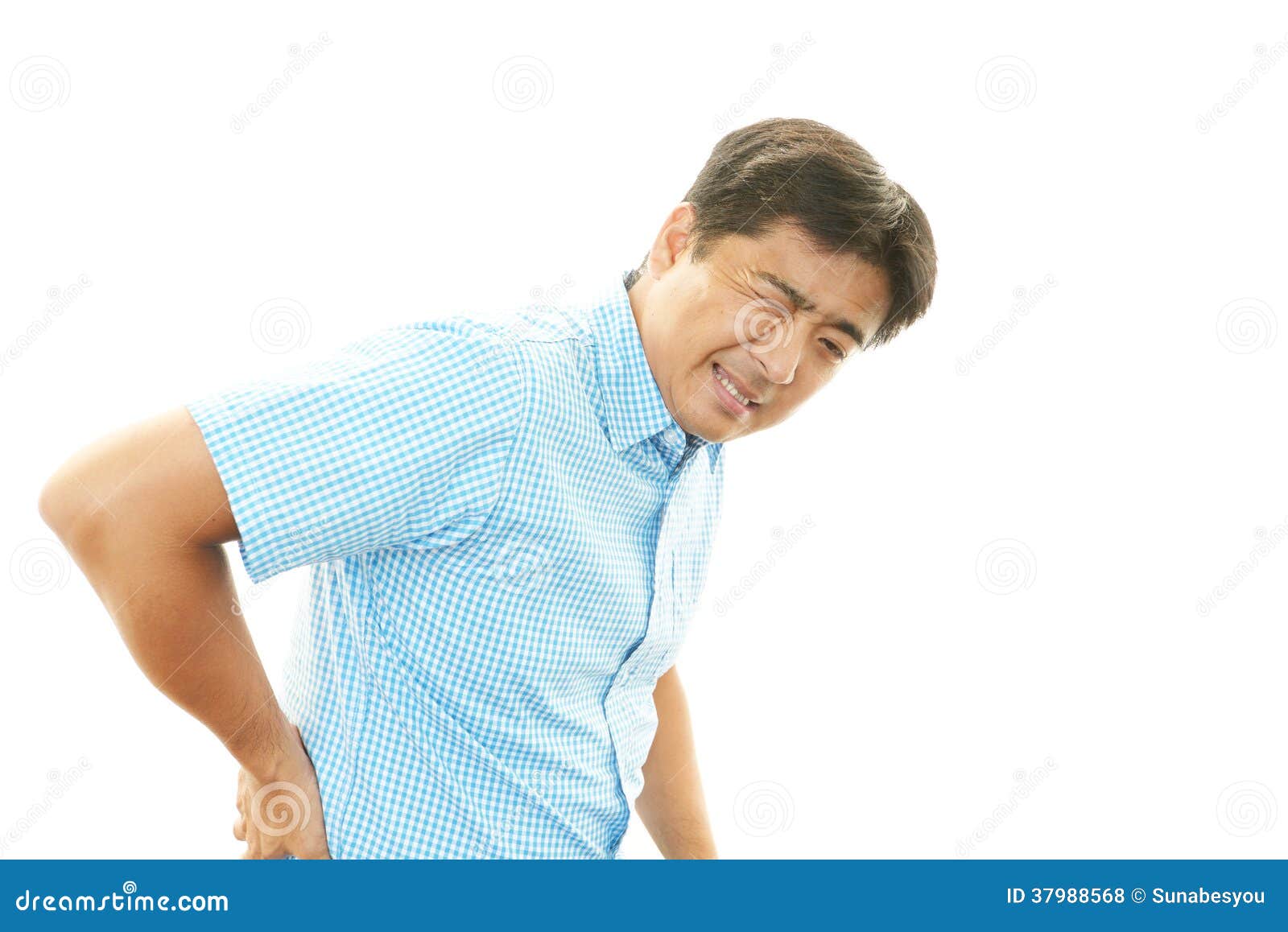 Asian man with a back pain stock photo. Image of fashion - 37988568