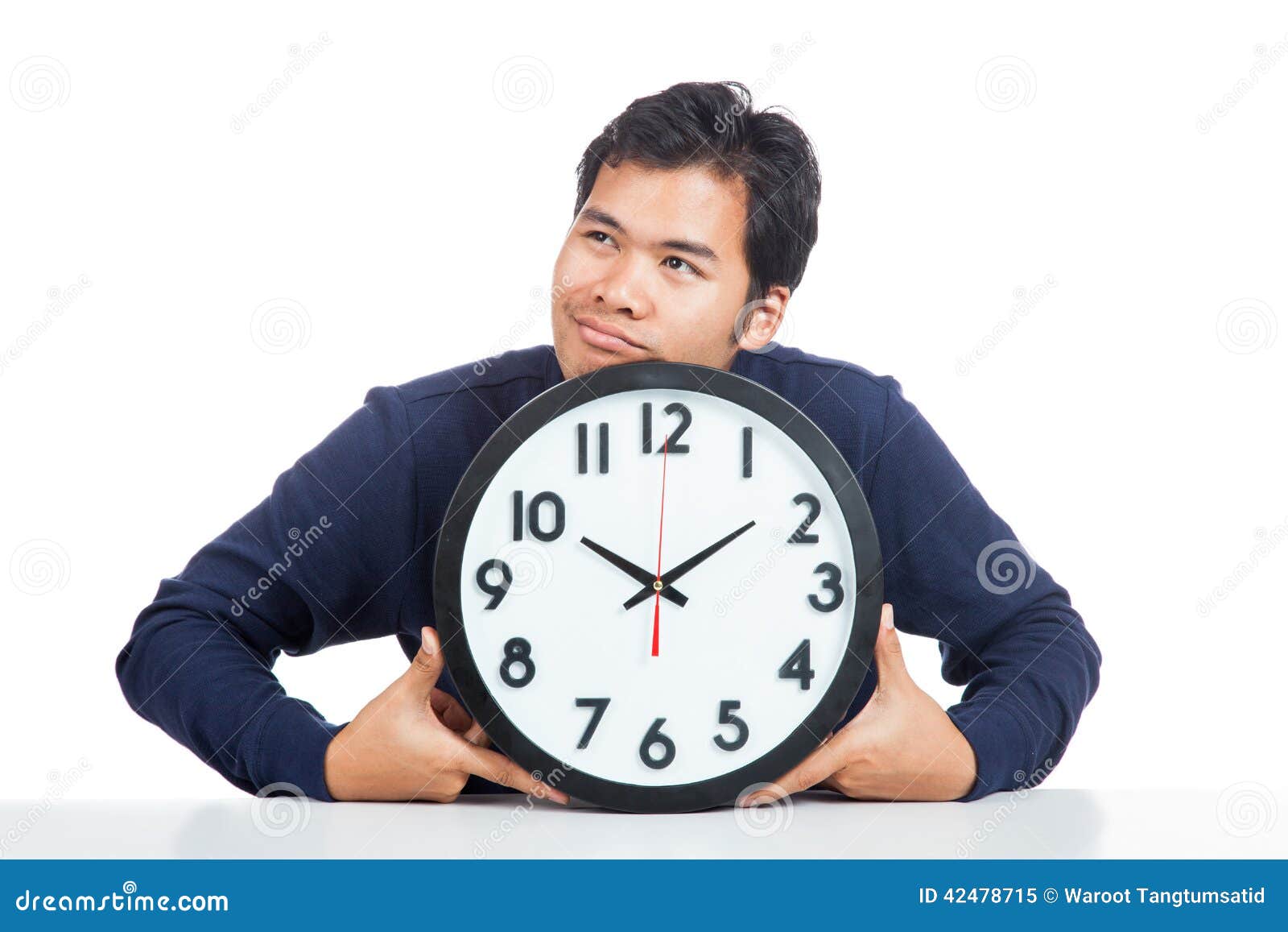 Asian Man Bored with a Clock Stock Image - Image of portrait, future ...