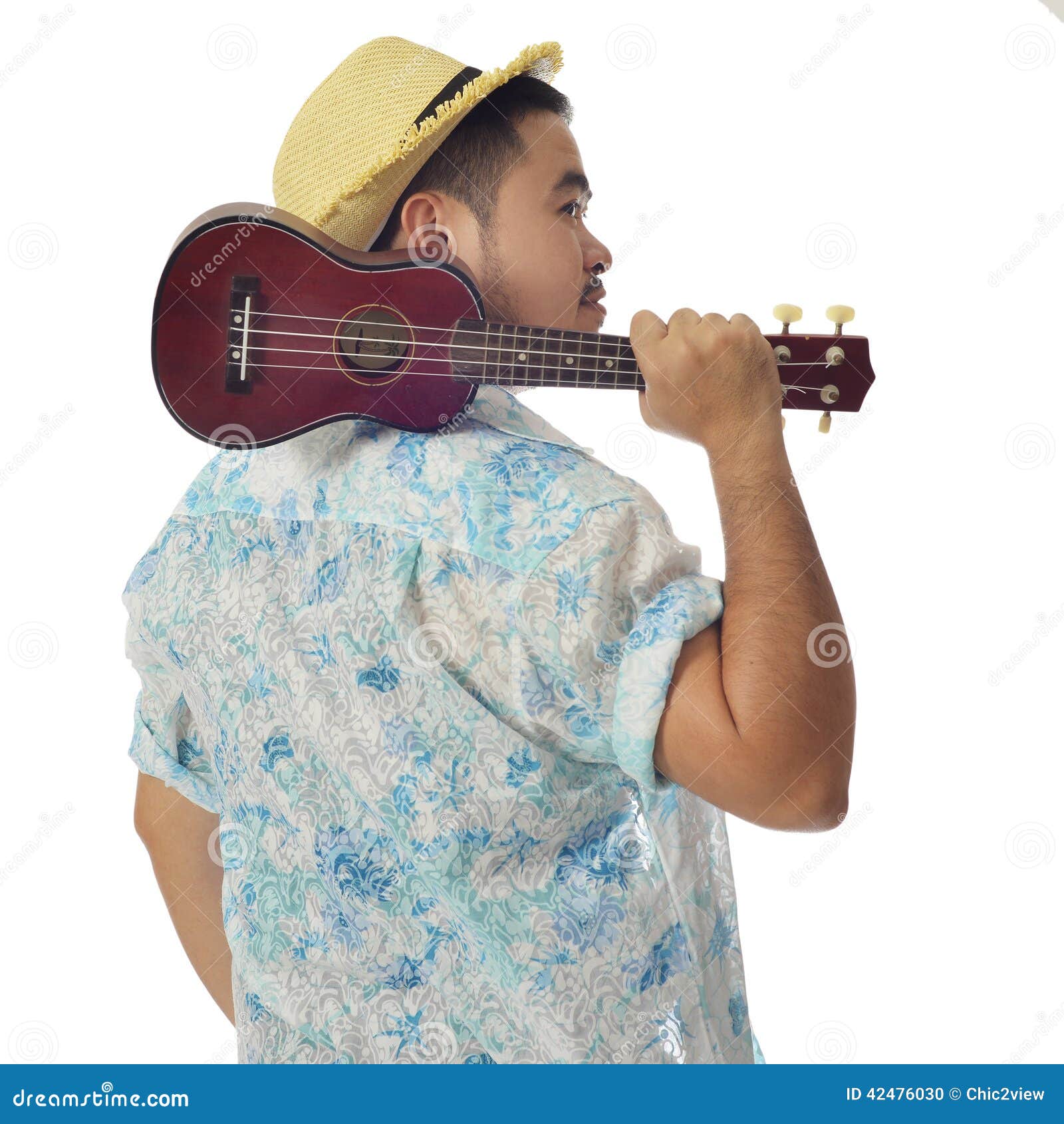 Asian man carry ukulele stock photo. Image of cheeky - 42476030