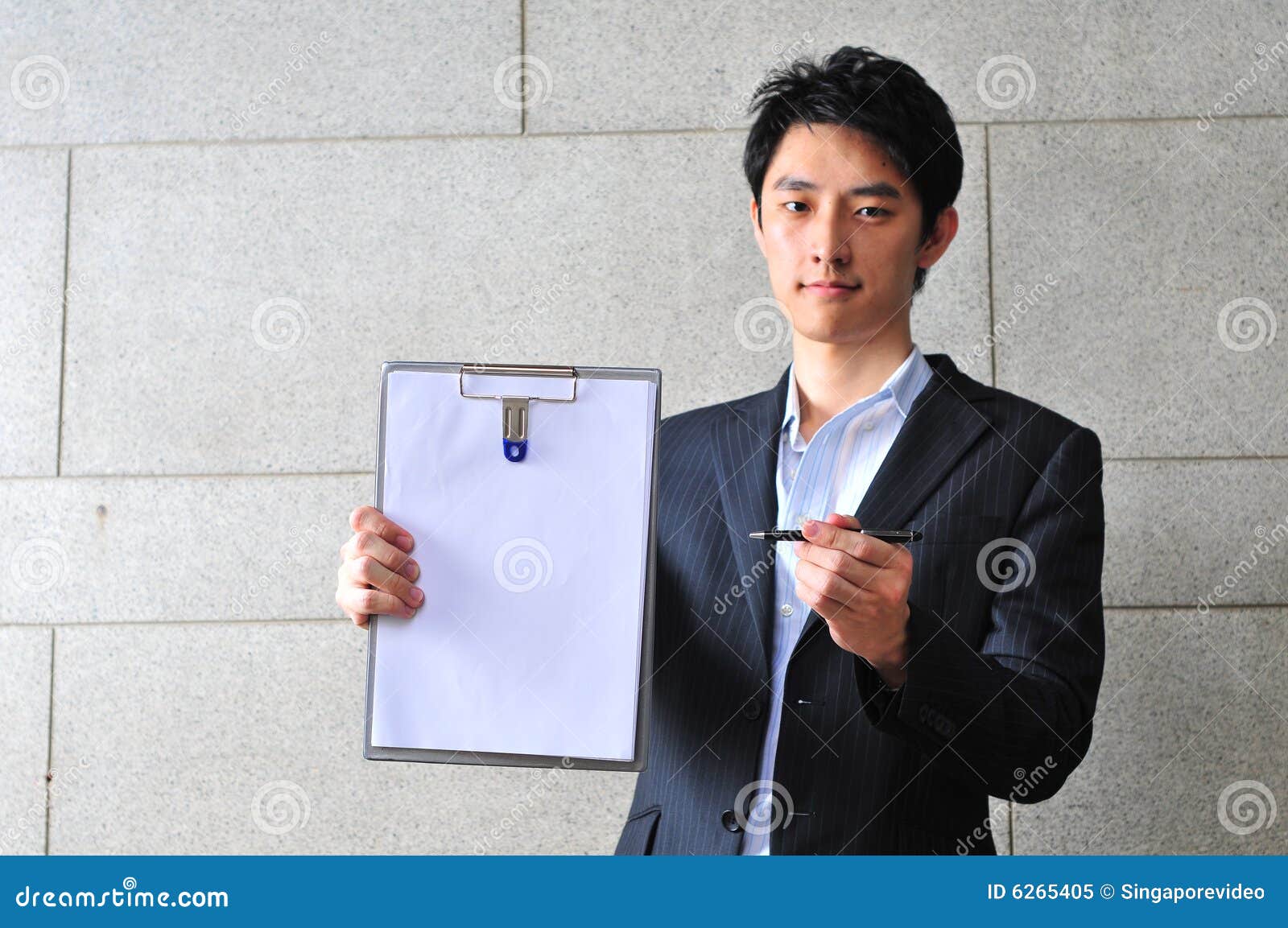 Asian Man with Clipboard Asking for Signature Stock Image - Image of ...