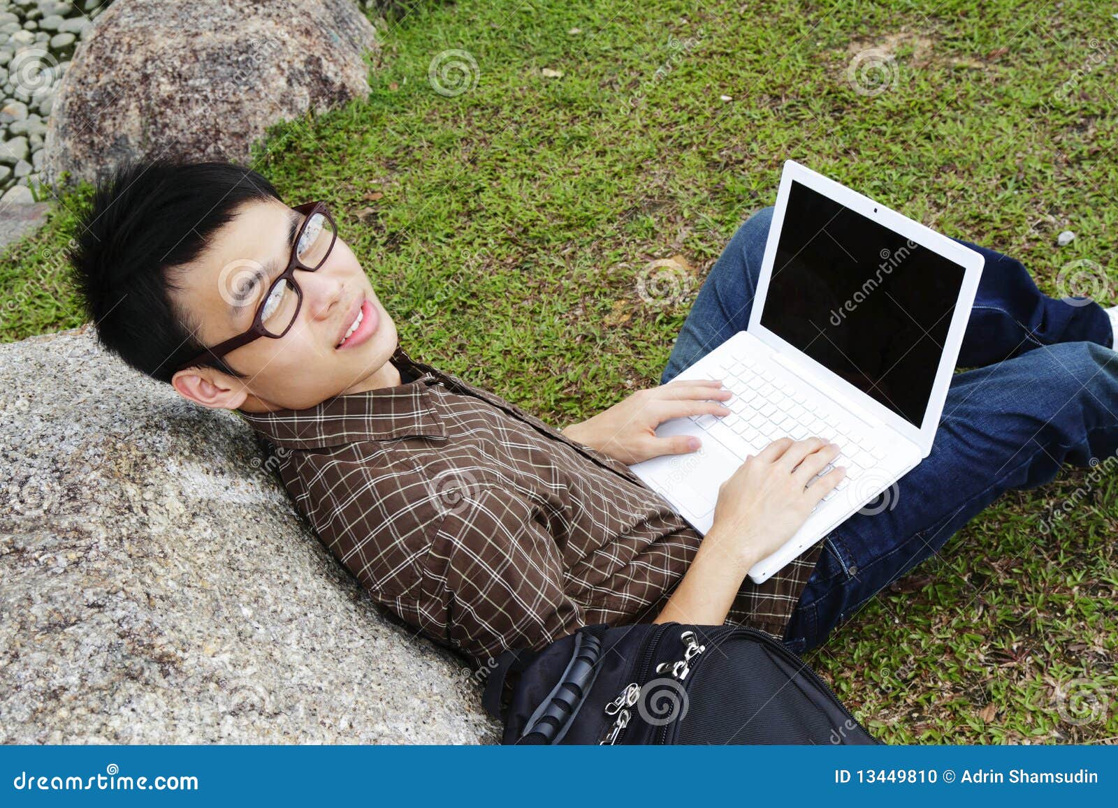 Asian Man with Computer stock photo. Image of laptop - 13449810