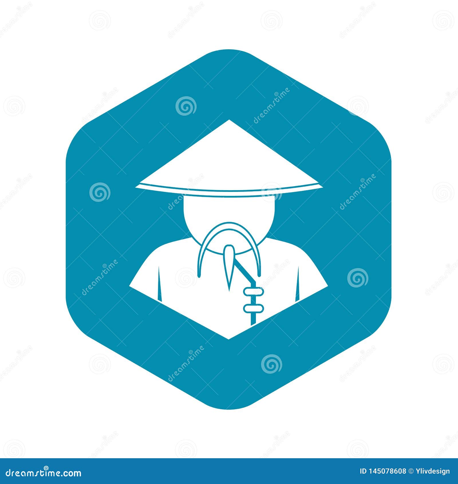 Asian Man in Conical Hat Icon, Simple Style Stock Vector - Illustration ...